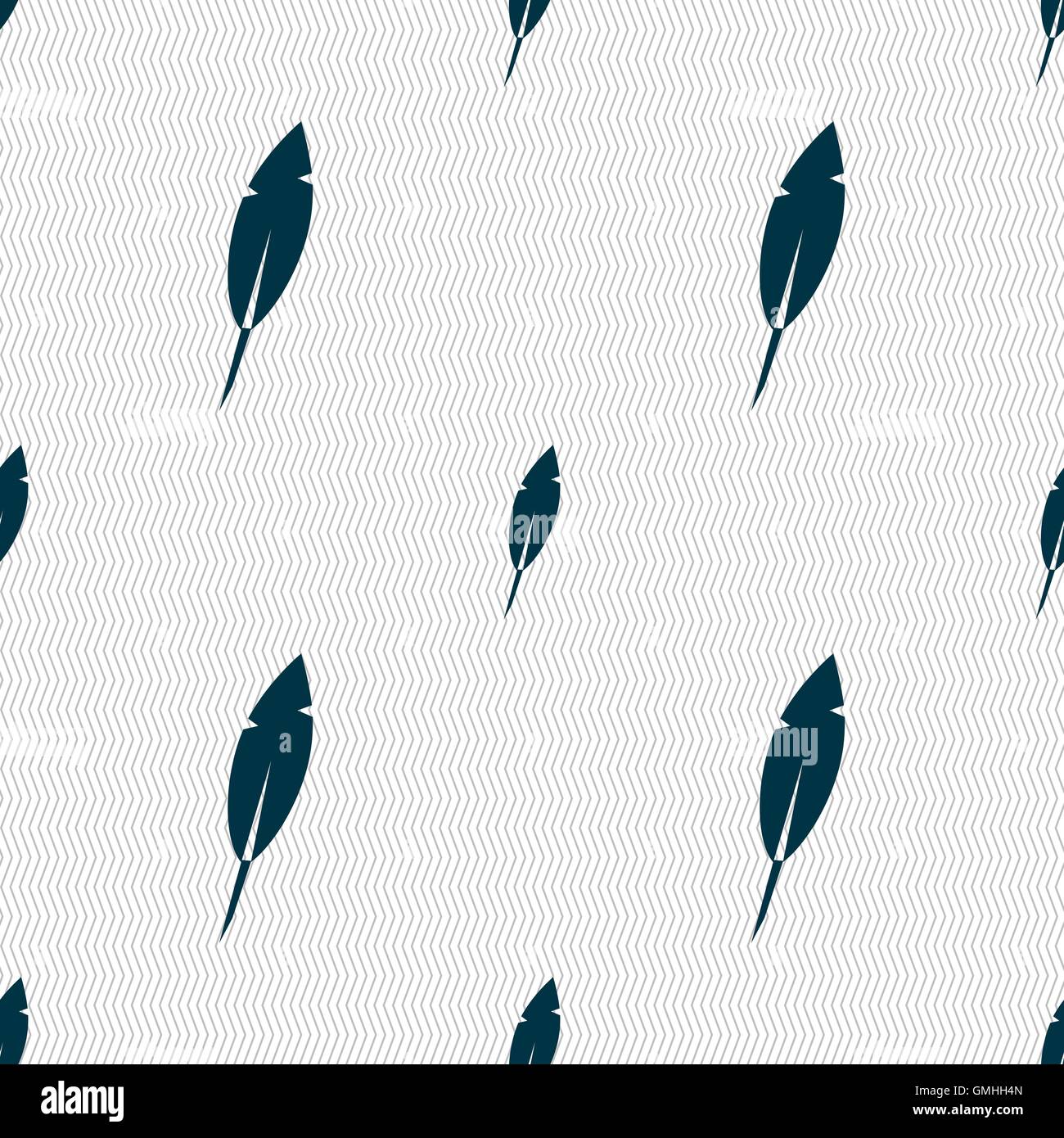 Feather sign icon. Retro pen symbo. Seamless abstract background with ...
