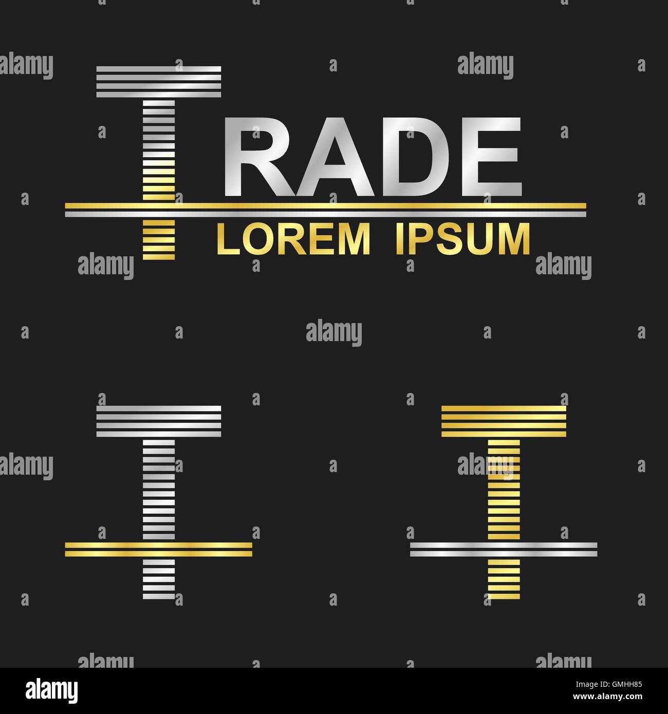 Metallic business symbol font design - letter T (trade Stock Vector ...