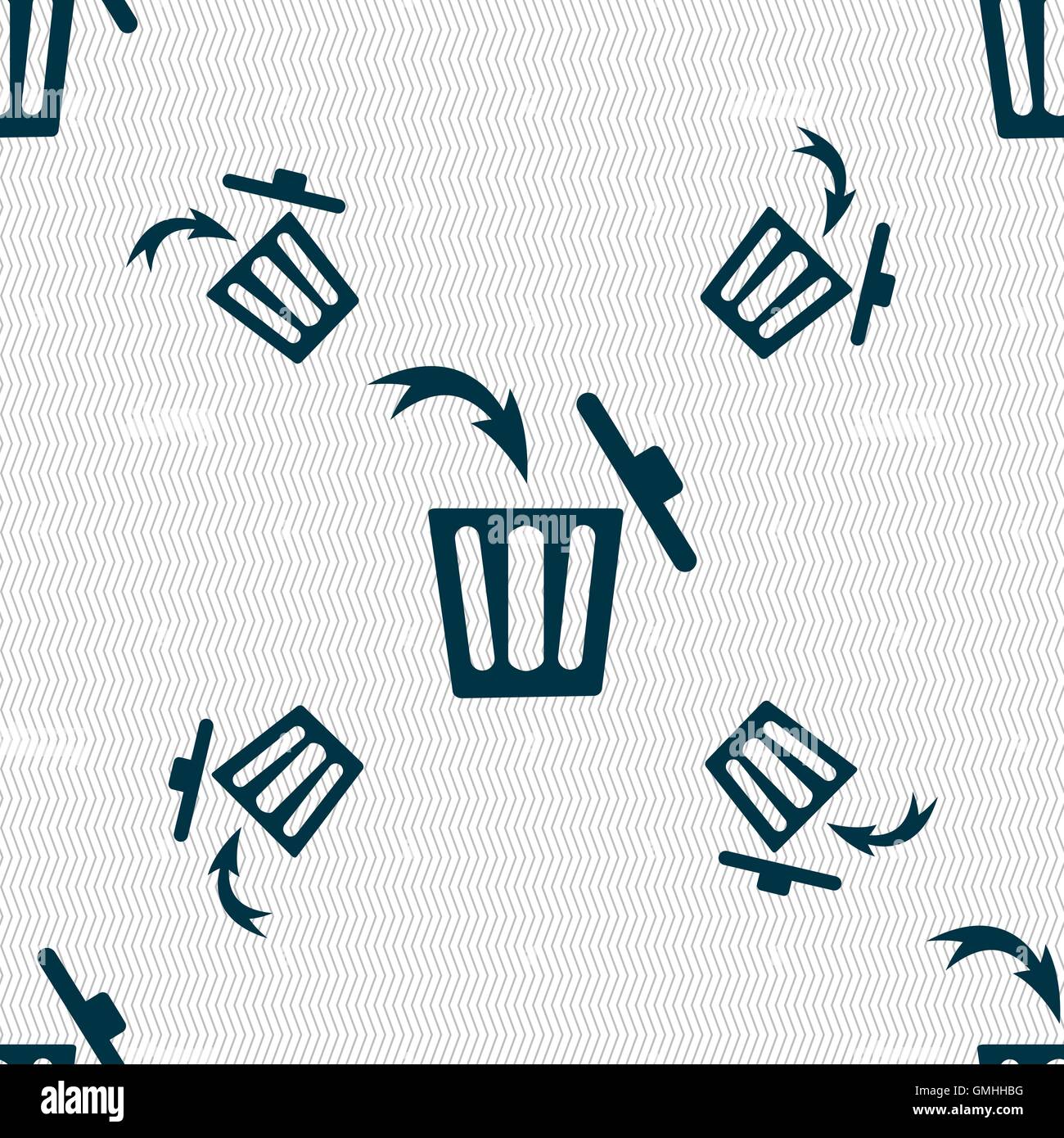 Recycle bin sign icon. Seamless pattern with geometric texture. Vector ...