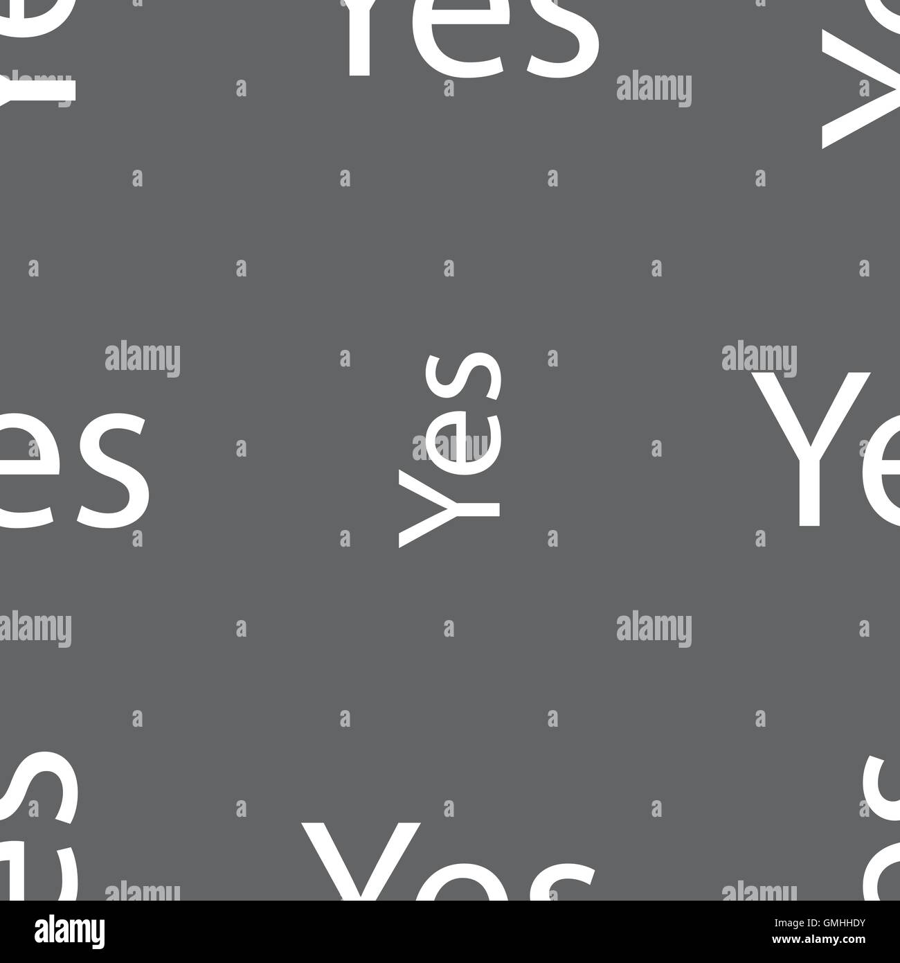 Yes sign icon. Positive check symbol. Seamless pattern on a gray ...