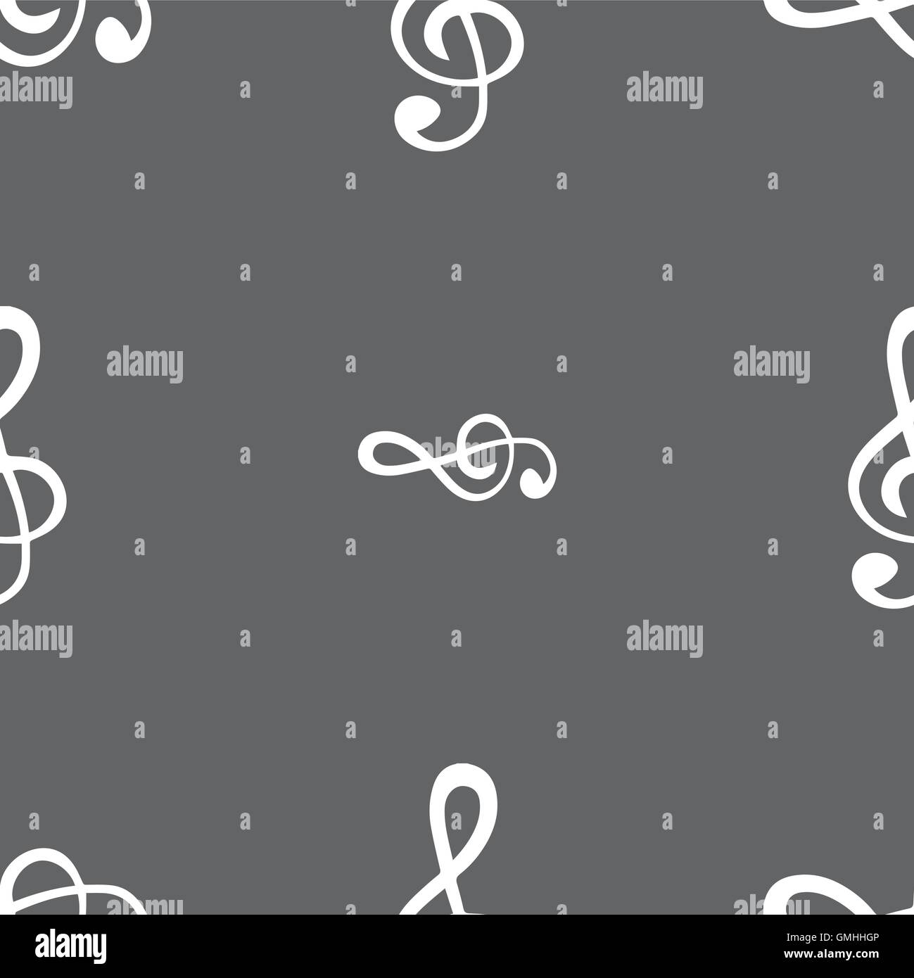 treble clef icon. Seamless pattern on a gray background. Vector Stock ...