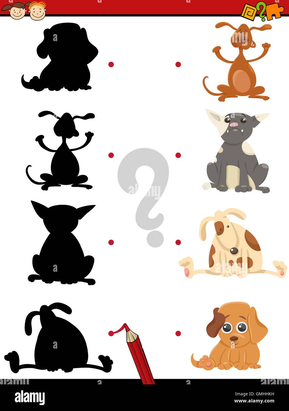 preschool shadow task with dogs Stock Vector Image & Art - Alamy