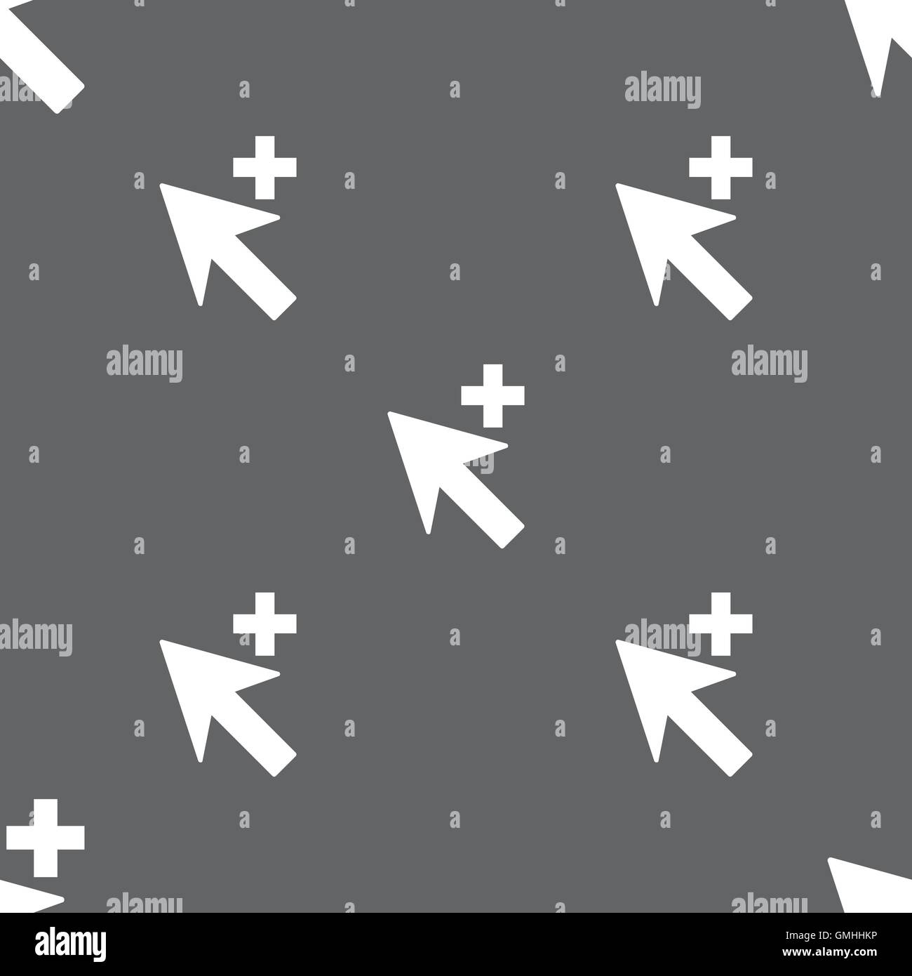 Cursor, arrow plus, add icon sign. Seamless pattern on a gray background. Vector Stock Vector ...