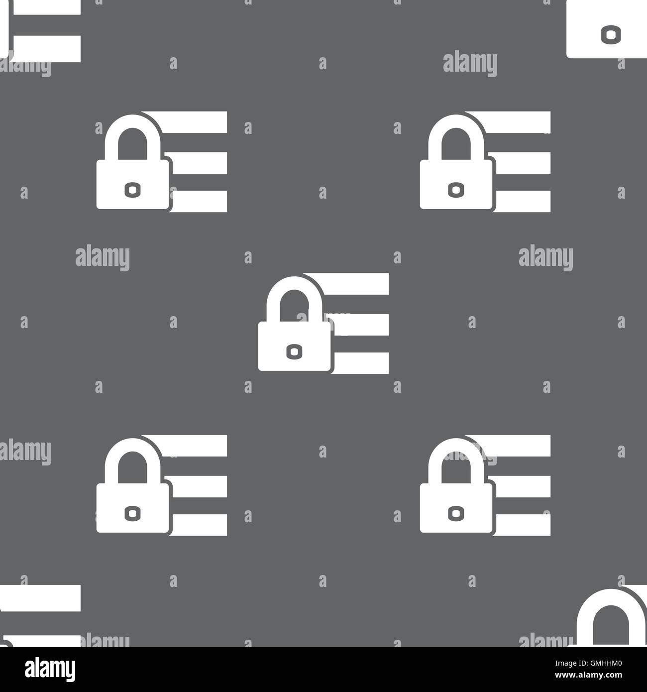 Lock, login icon sign. Seamless pattern on a gray background. Vector ...