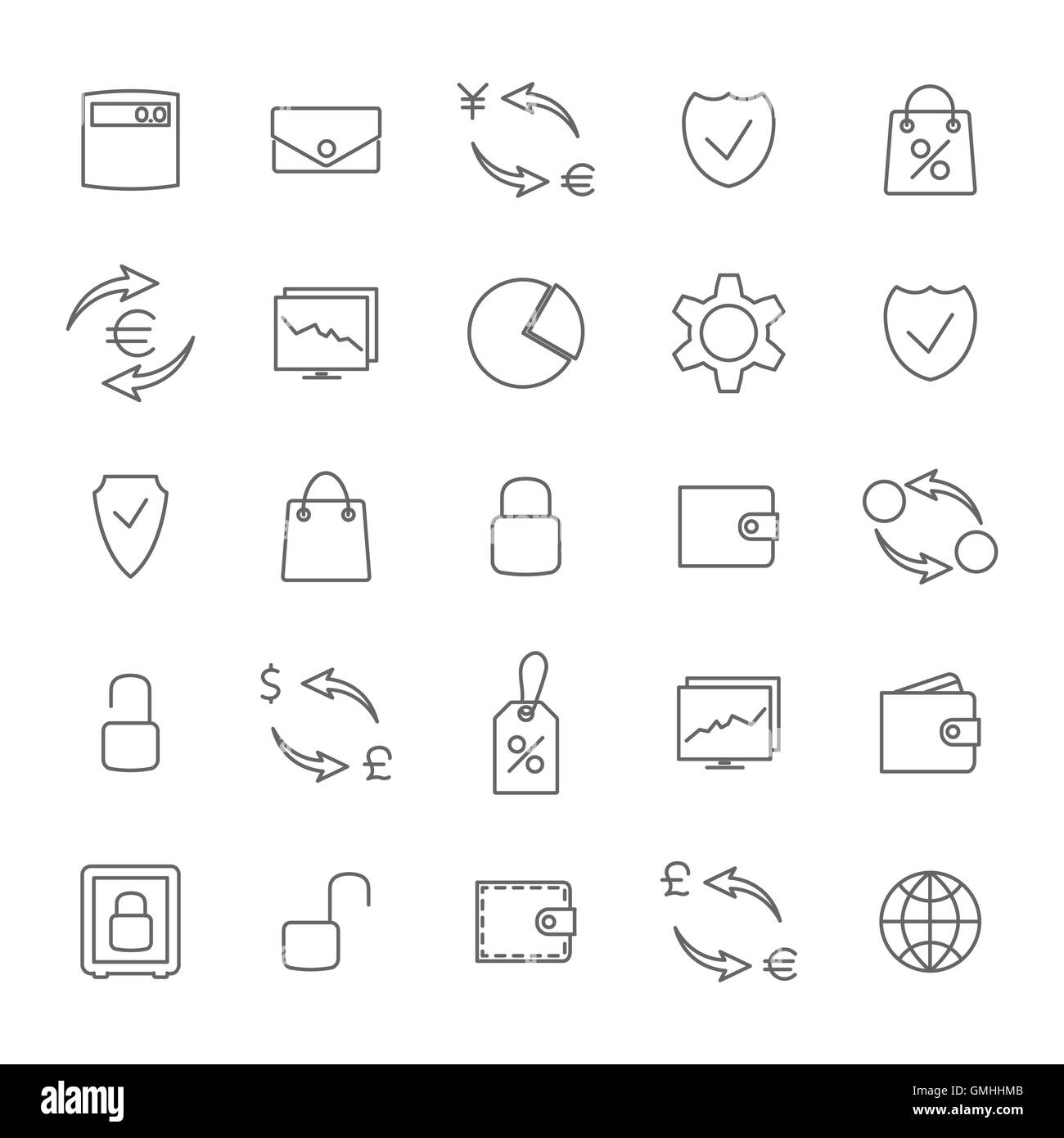 Finance linear icons set Black and White Stock Photos & Images - Alamy