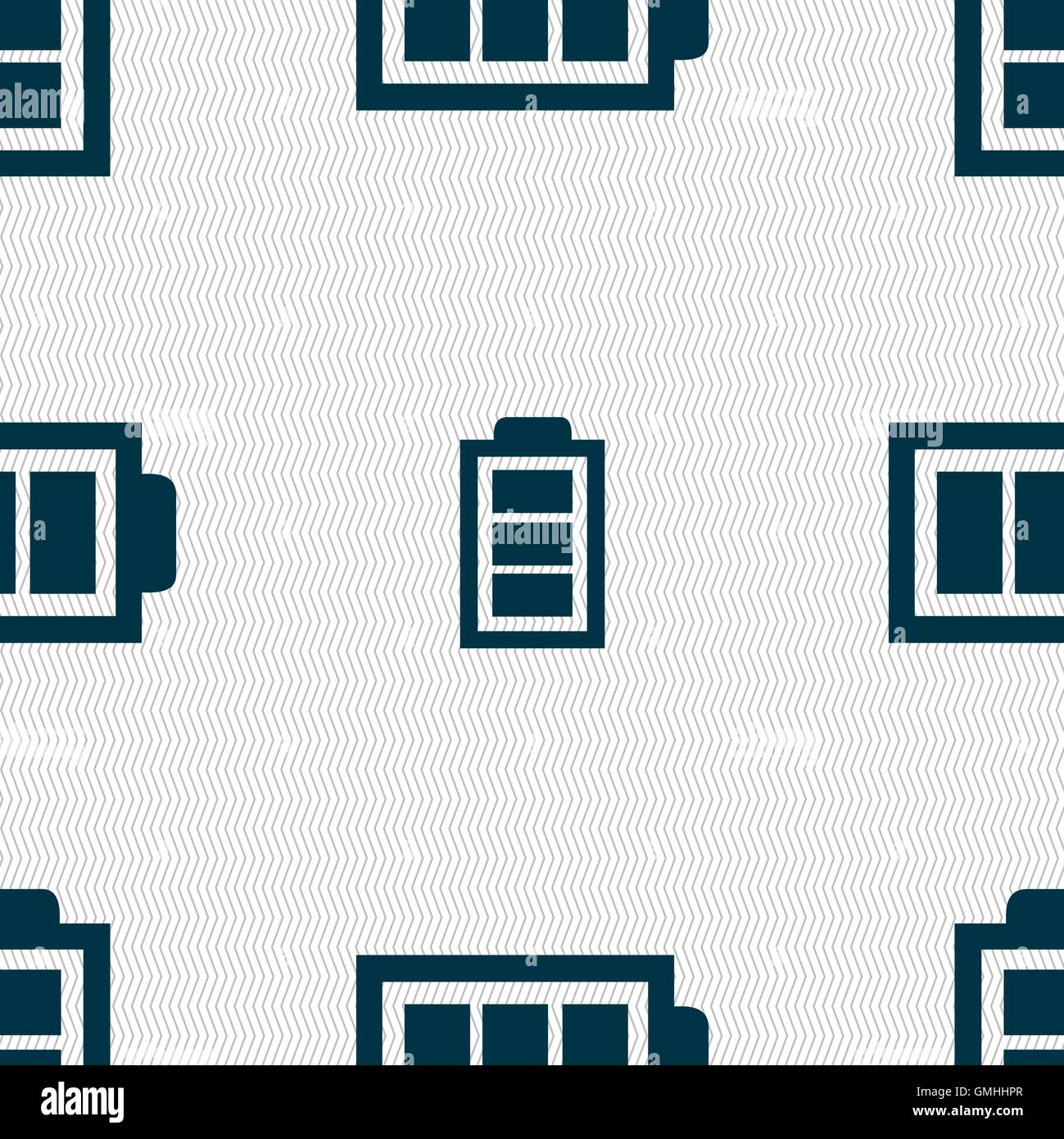 Battery fully charged sign icon. Electricity symbol. Seamless abstract ...