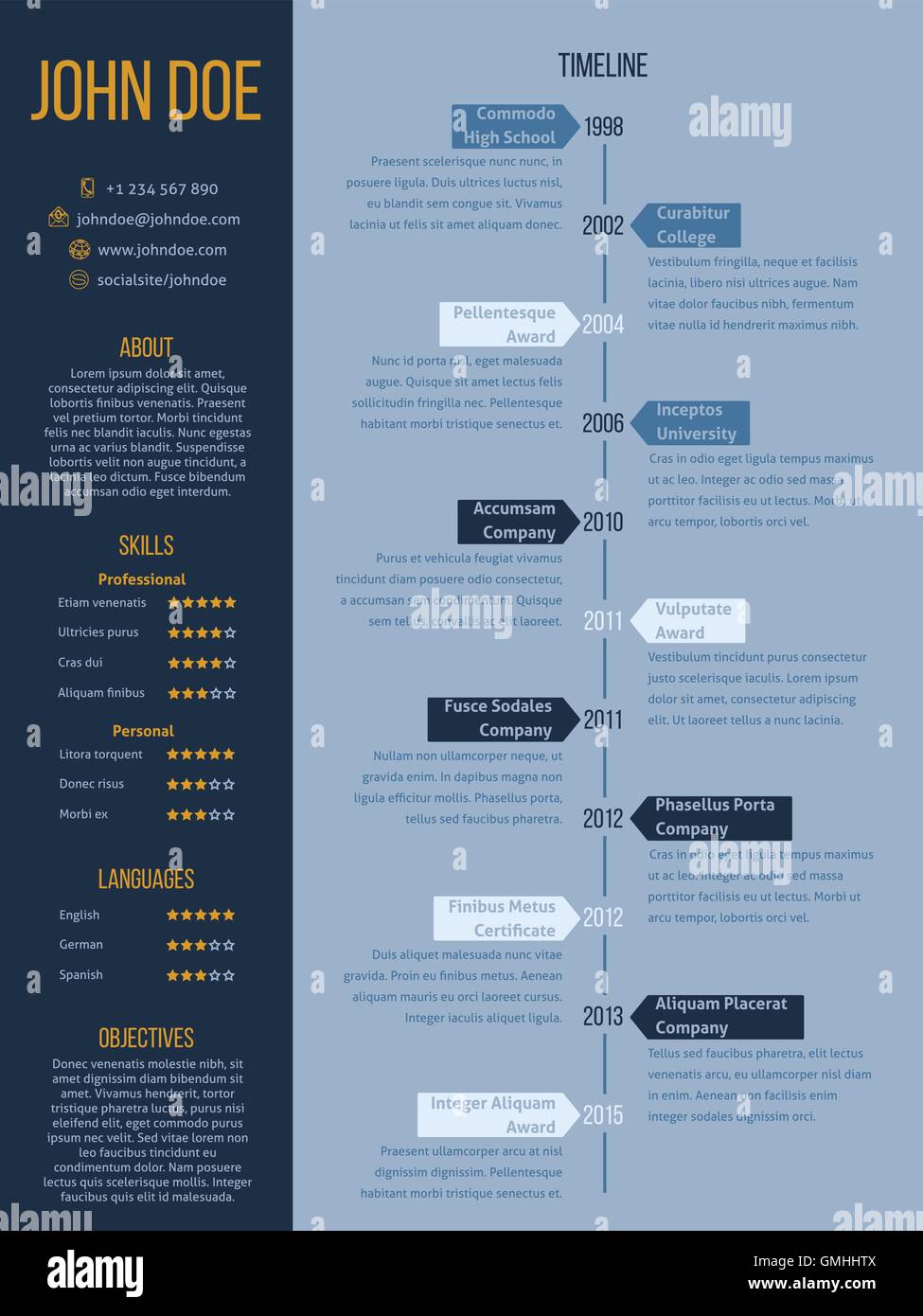 Cv resume design in blue Stock Vector Images - Alamy