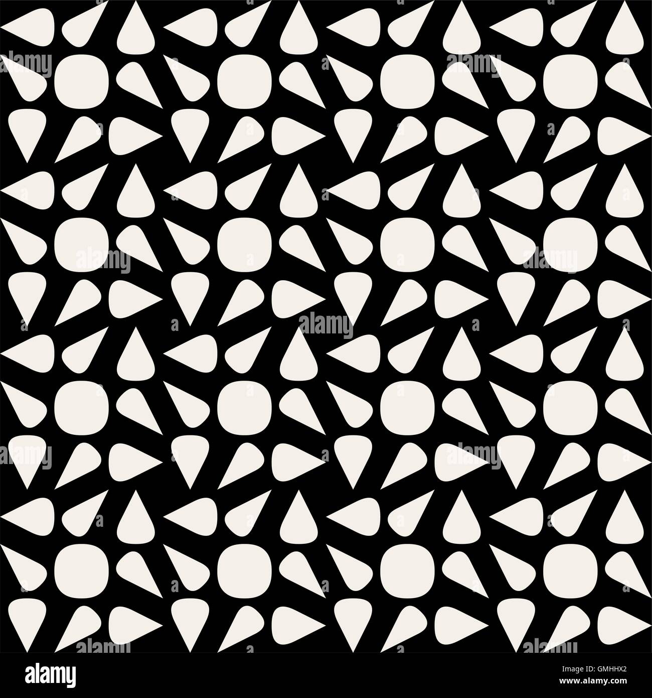 Vector Seamless Black And White Rounded Drop Shape Circle Geometric ...