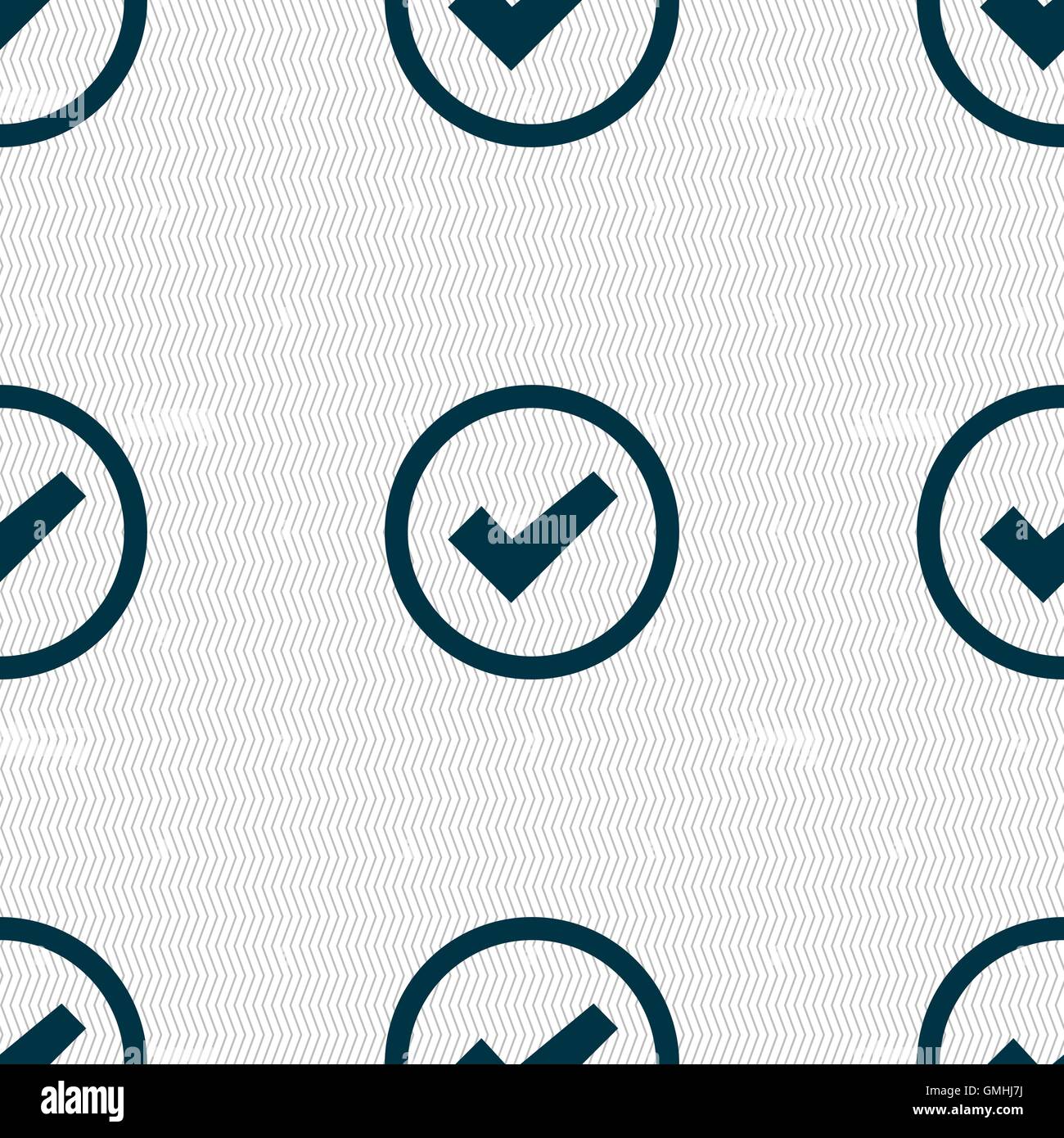 Check mark sign icon . Confirm approved symbol. Seamless abstract background with geometric ...