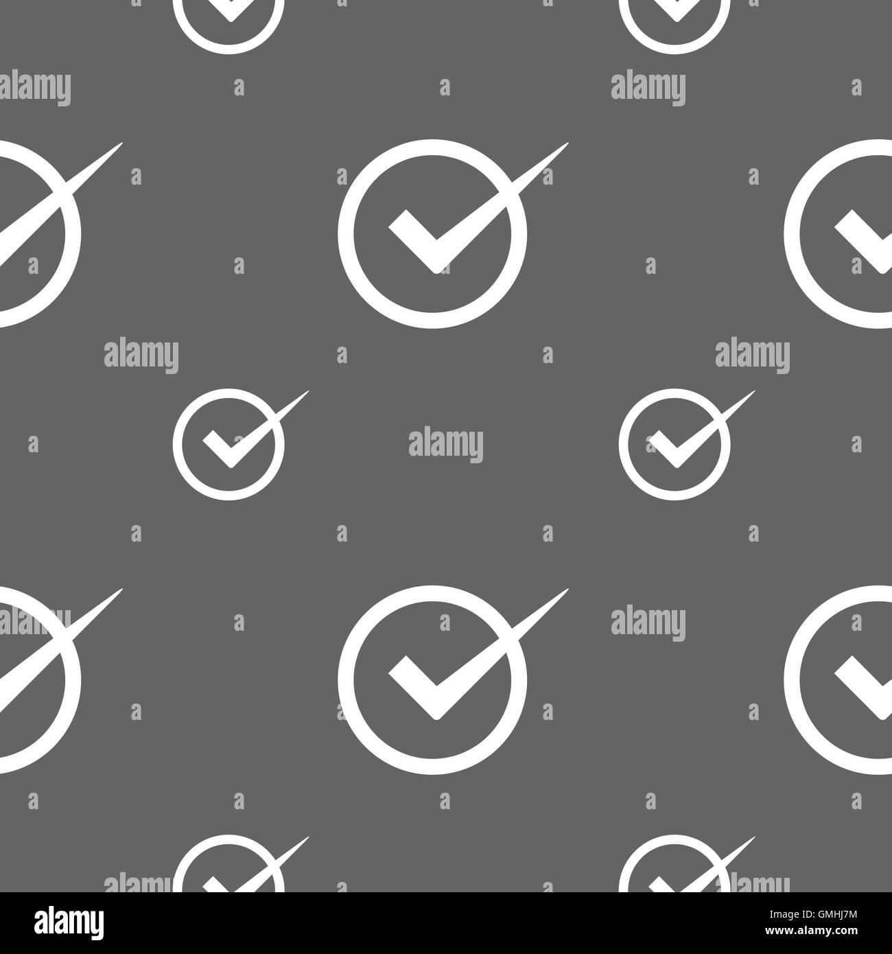 Check mark sign icon. Checkbox button. Seamless pattern on a gray ...