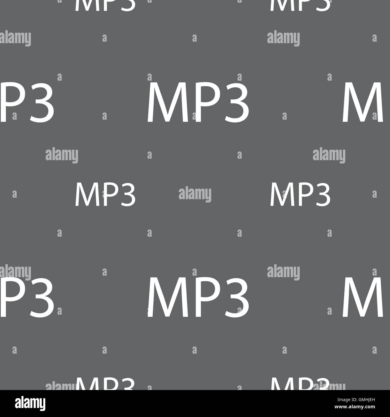 Mp3 music format sign icon. Musical symbol. Seamless pattern on a gray ...