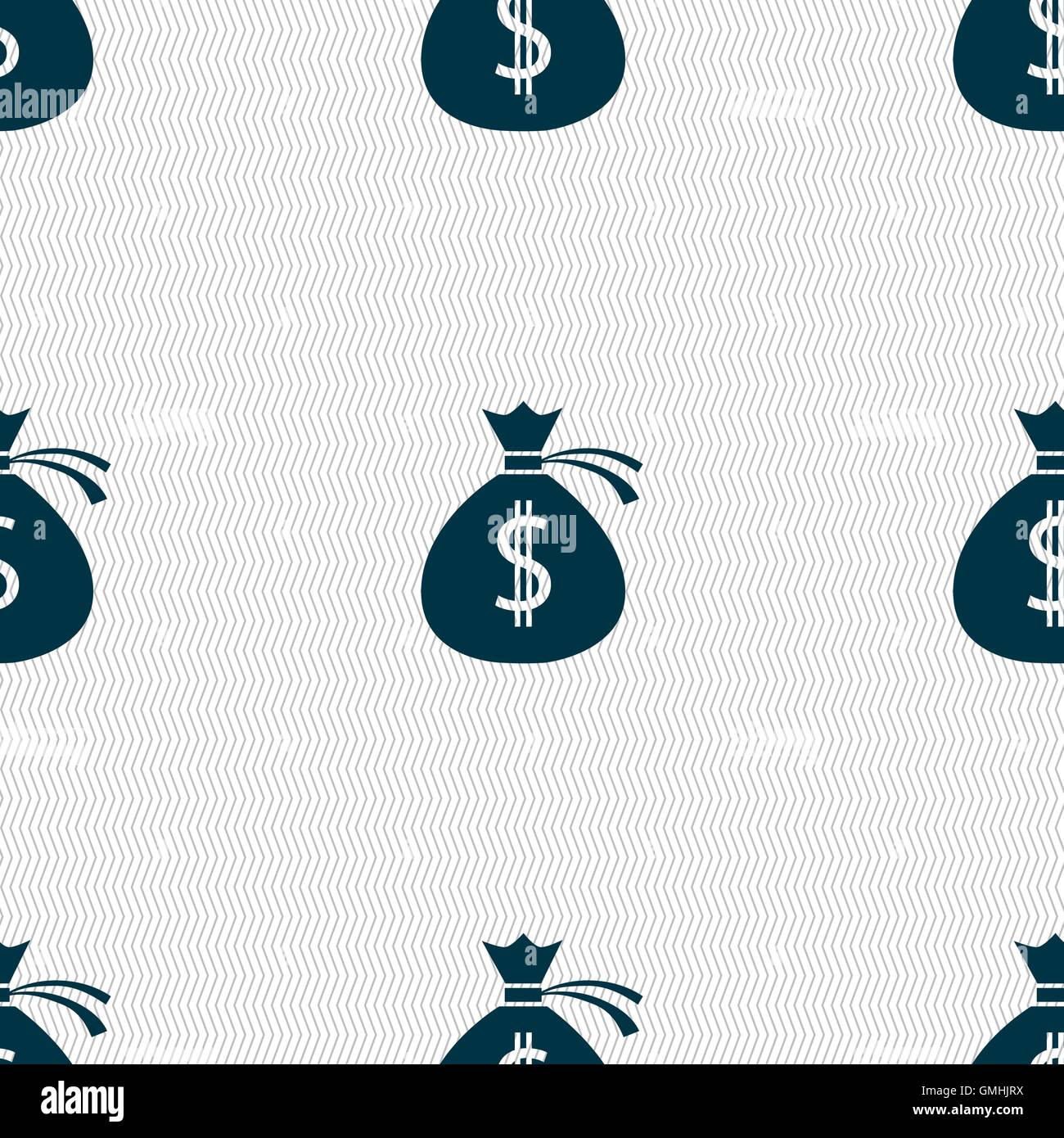 Money bag icon sign. Seamless abstract background with geometric shapes ...