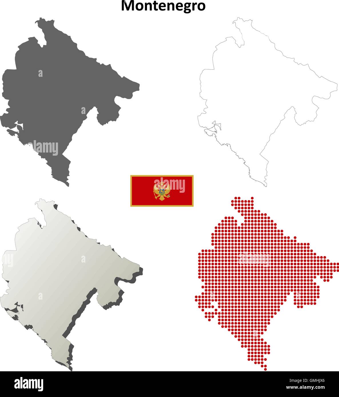 Montenegro outline map set Stock Vector Image & Art - Alamy