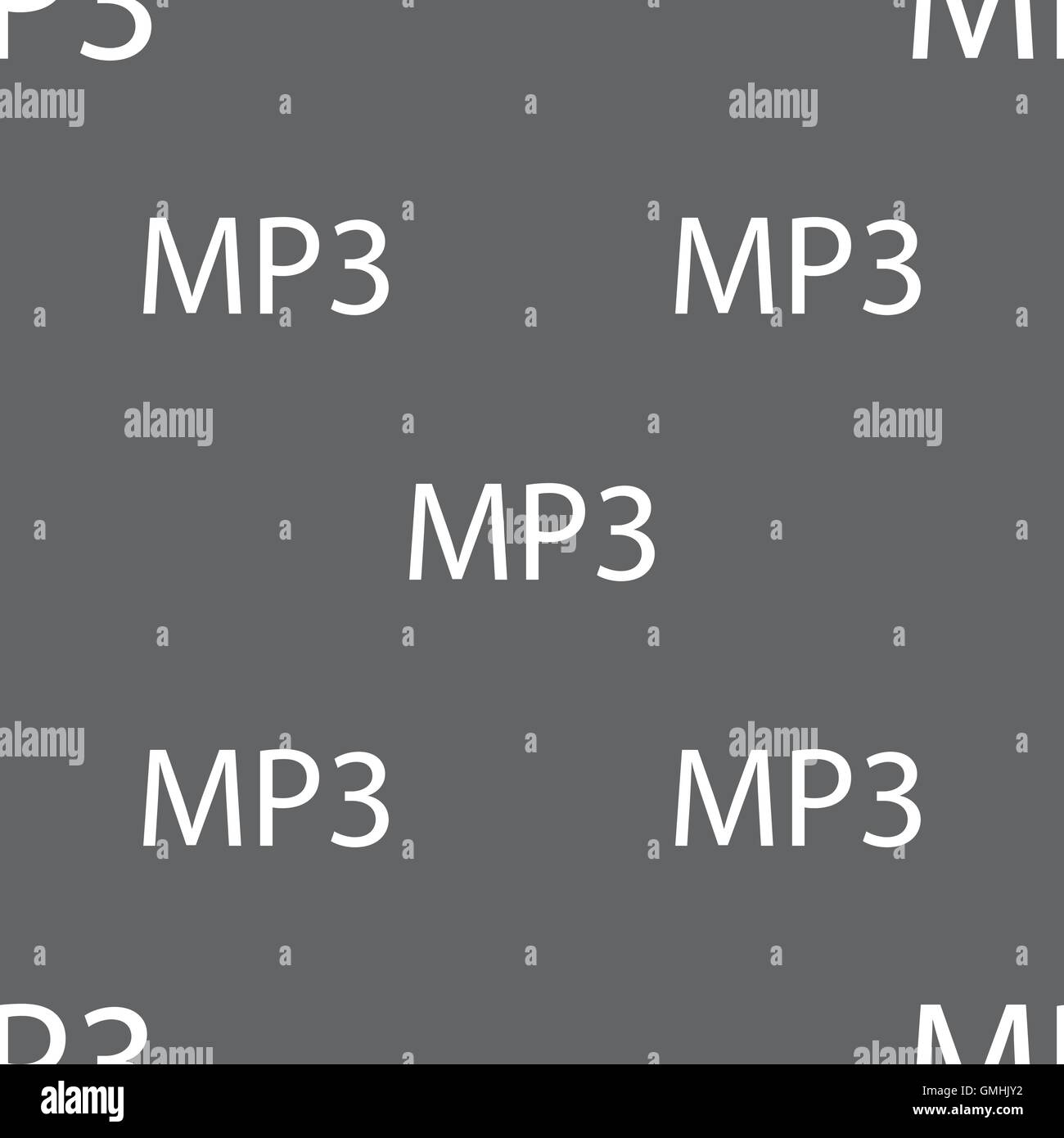 Mp3 music format sign icon. Musical symbol. Seamless pattern on a gray ...