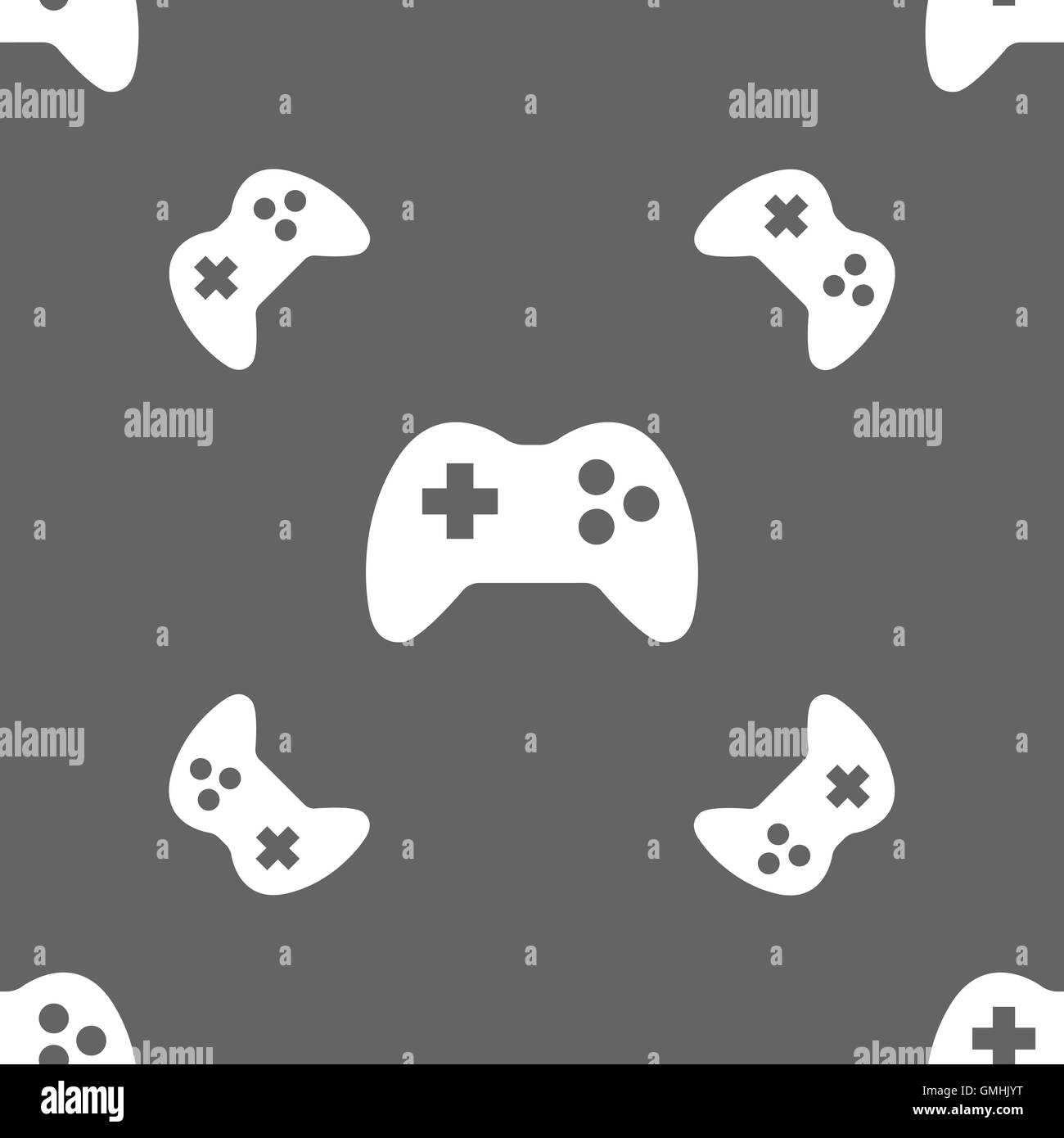 Joystick sign icon. Video game symbol. Seamless pattern on a gray background. Vector Stock ...