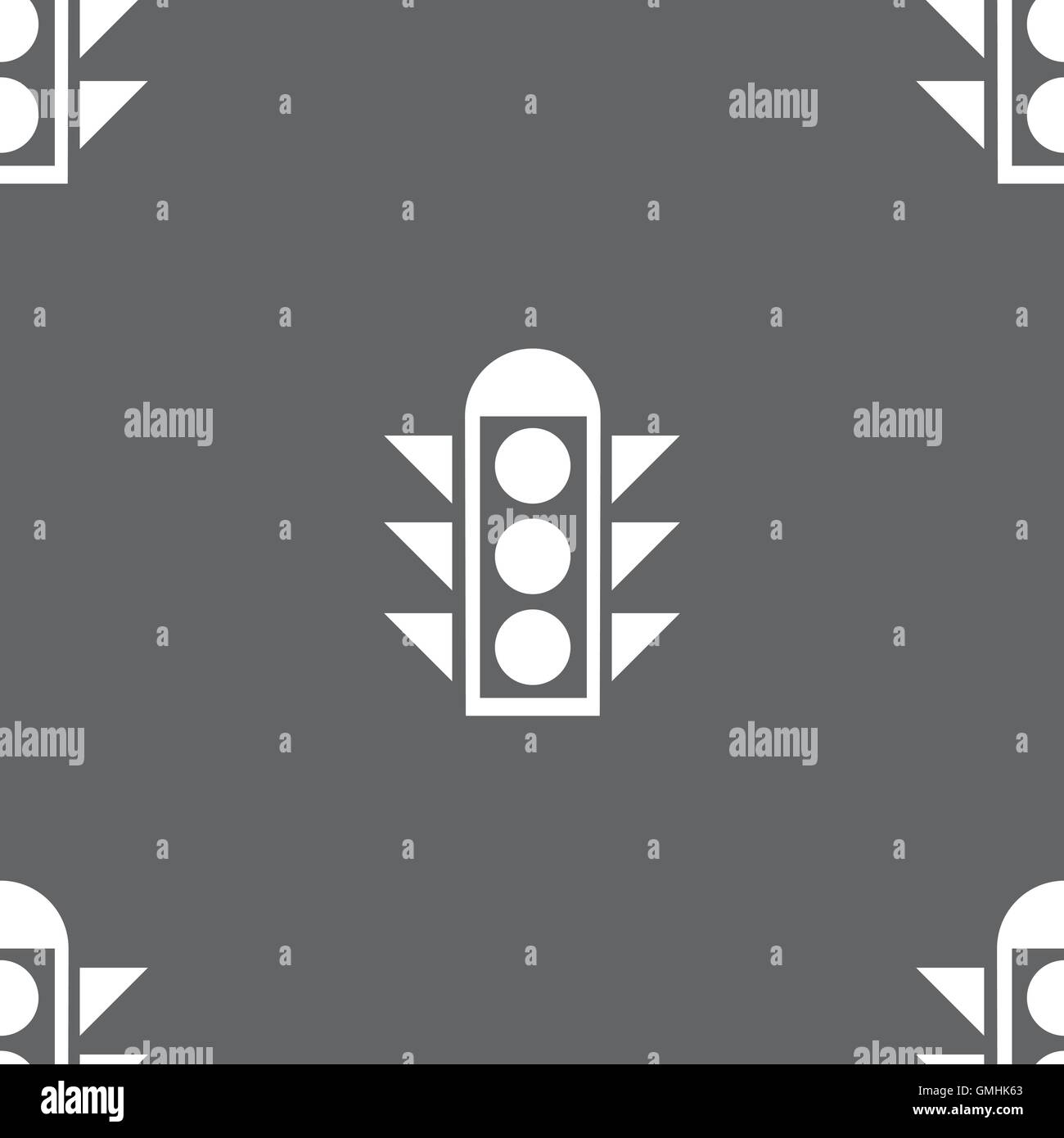 Traffic light signal icon sign. Seamless pattern on a gray background ...