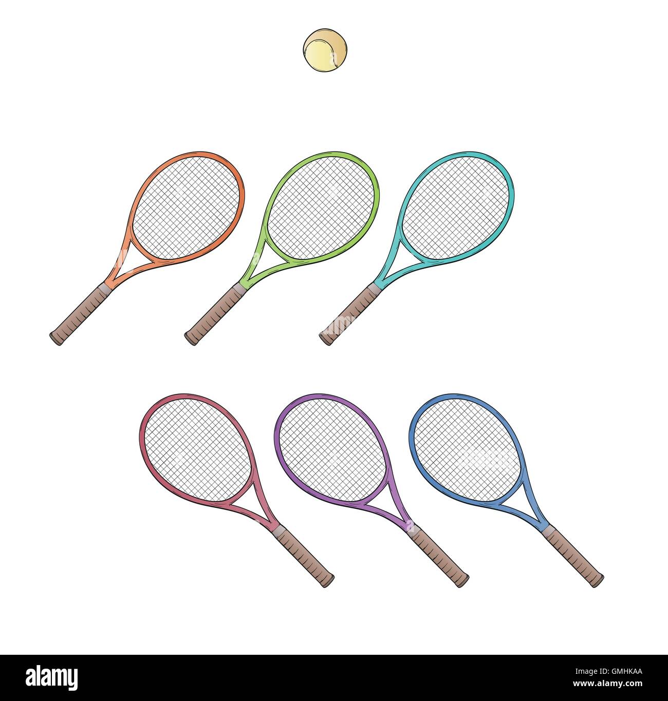 tennis rackets and ball Stock Vector Image & Art - Alamy