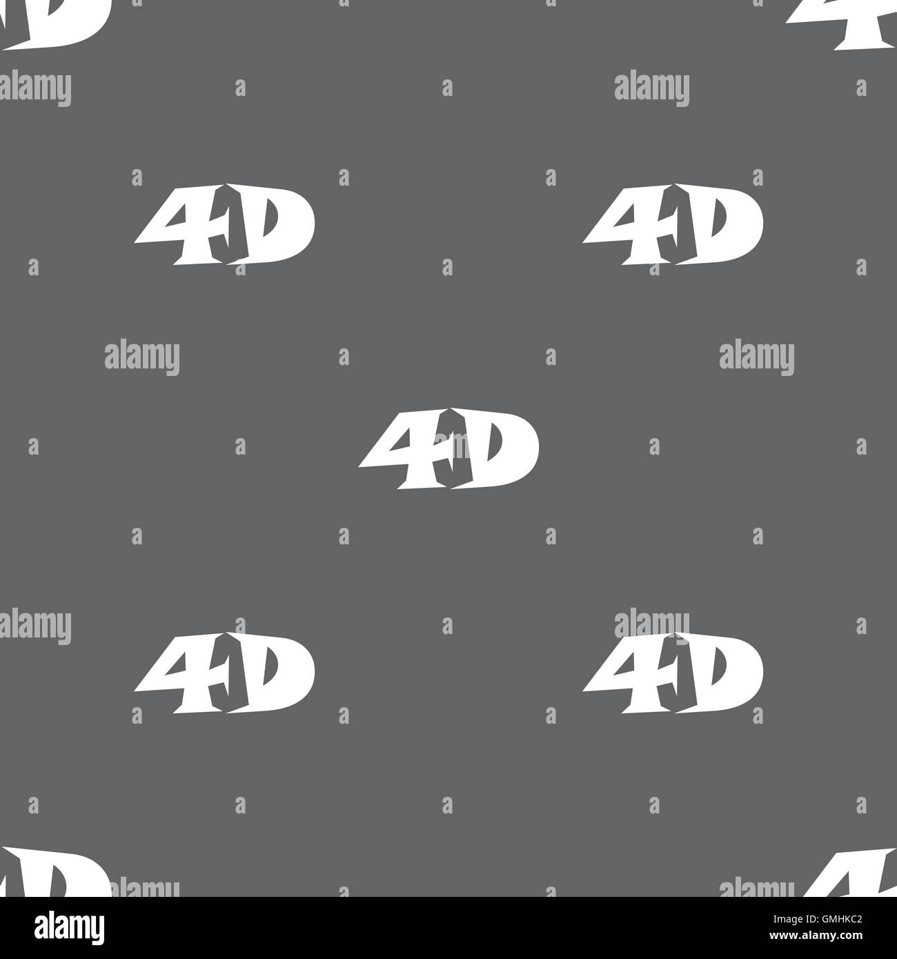 4D sign icon. 4D-New technology symbol. Seamless pattern on a gray ...