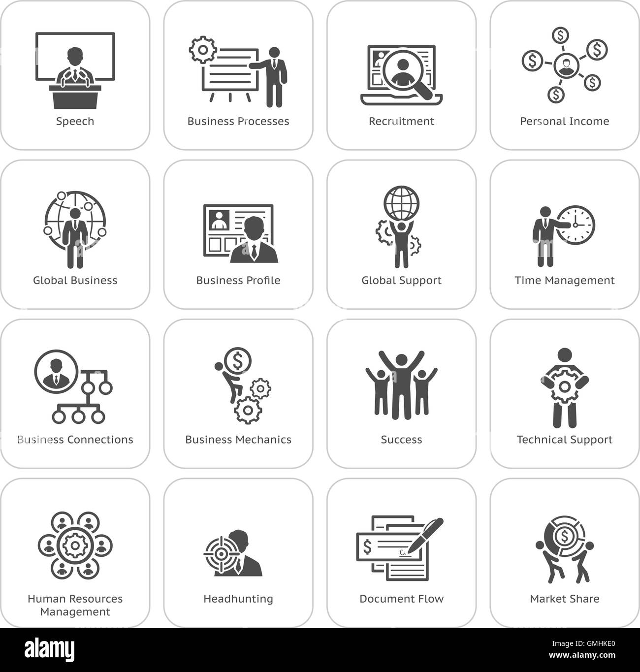 Business planning icons set Black and White Stock Photos & Images - Alamy