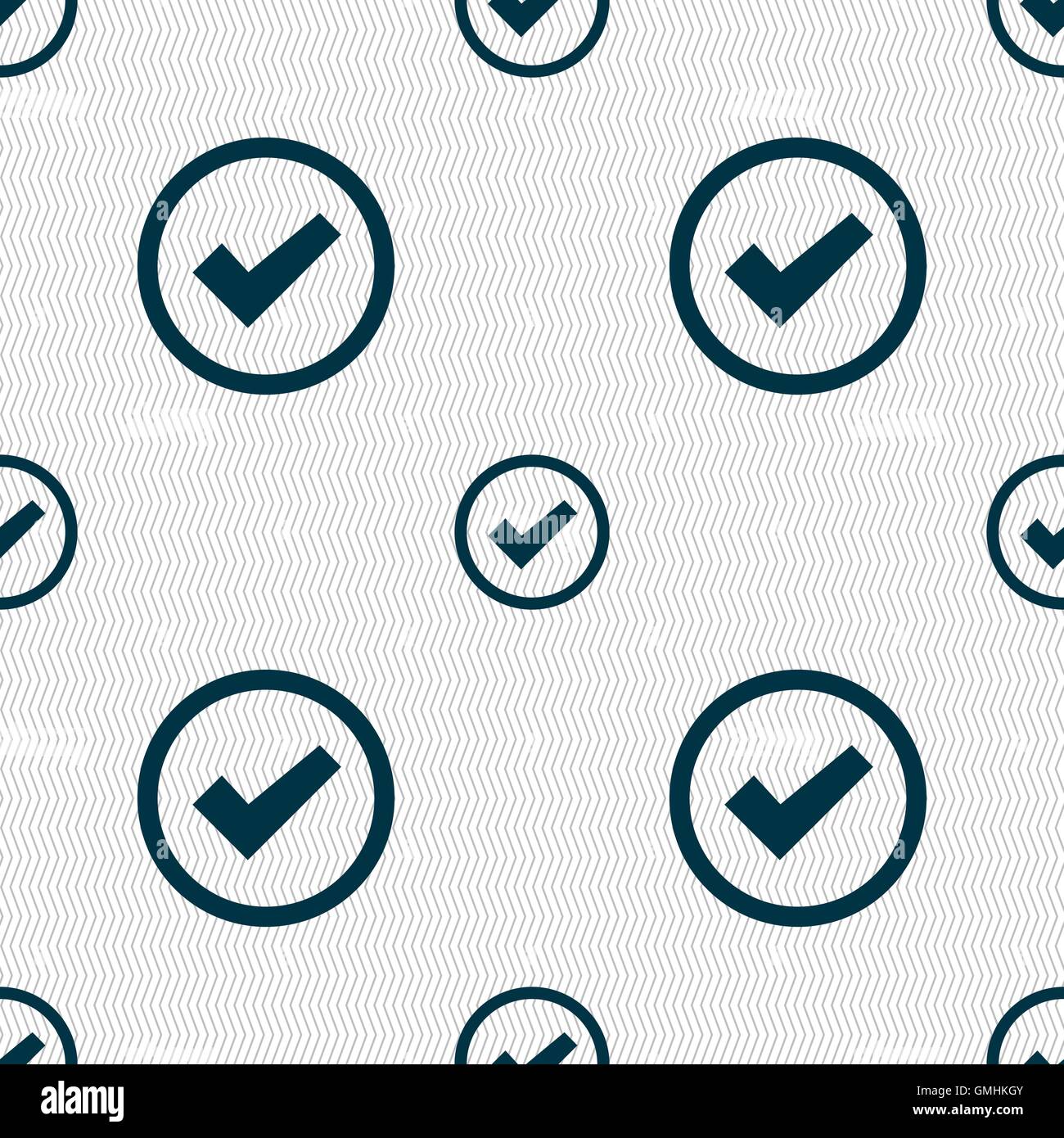 Check mark sign icon . Confirm approved symbol. Seamless abstract ...