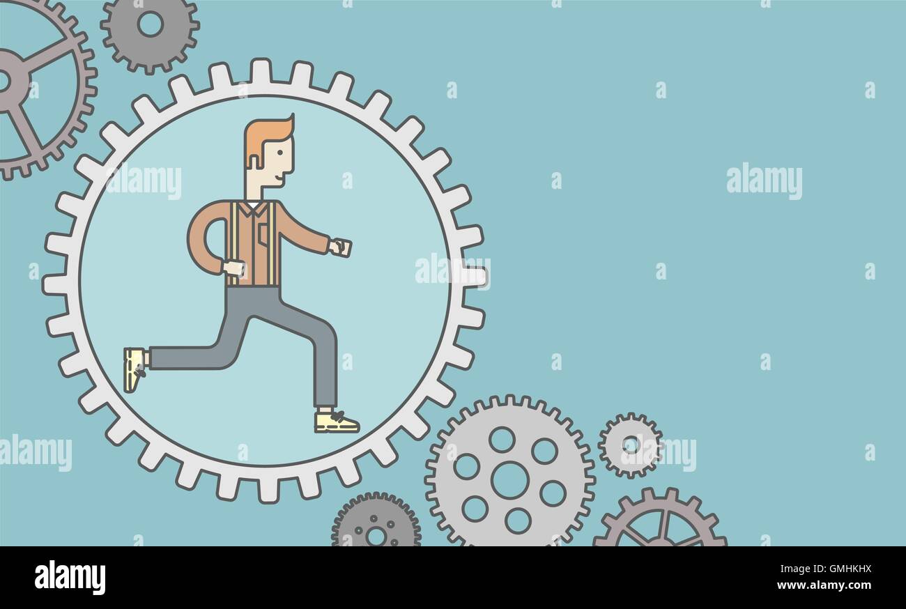 Man running inside the gear Stock Vector Image & Art - Alamy