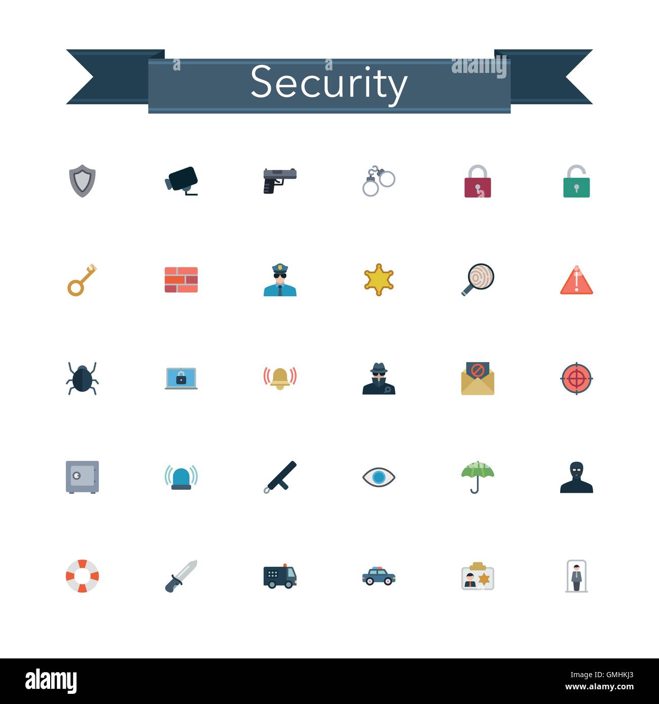 Security Flat Icons Stock Vector Image & Art - Alamy