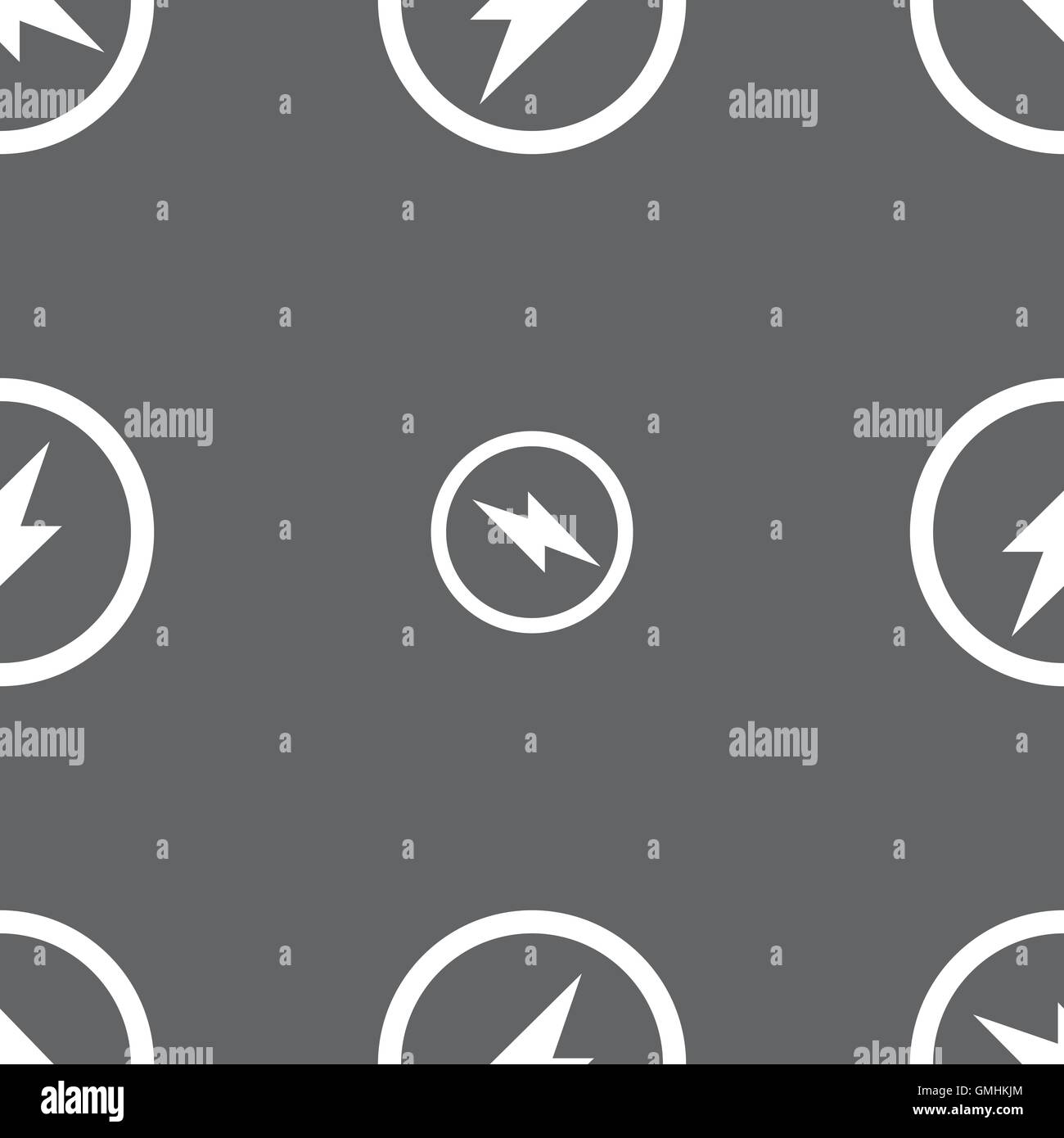 Photo flash sign icon. Lightning symbol. Seamless pattern on a gray ...