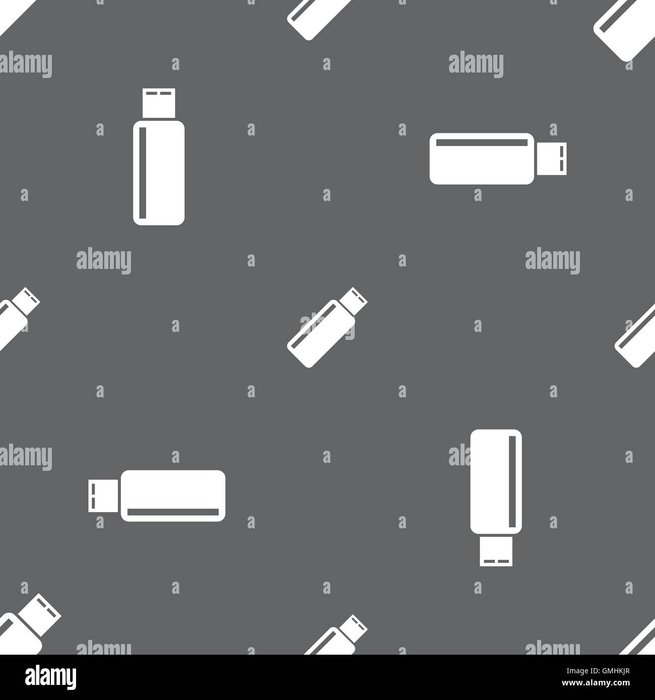 Usb sign icon. flash drive stick symbol. Seamless pattern on a gray ...
