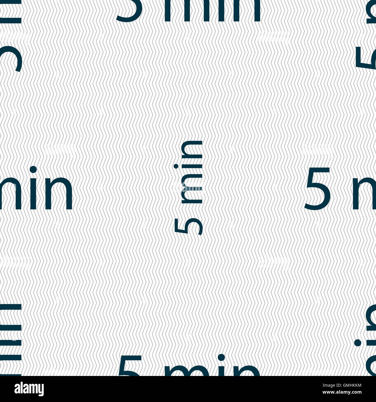 Five minutes sign icon. Seamless abstract background with geometric ...