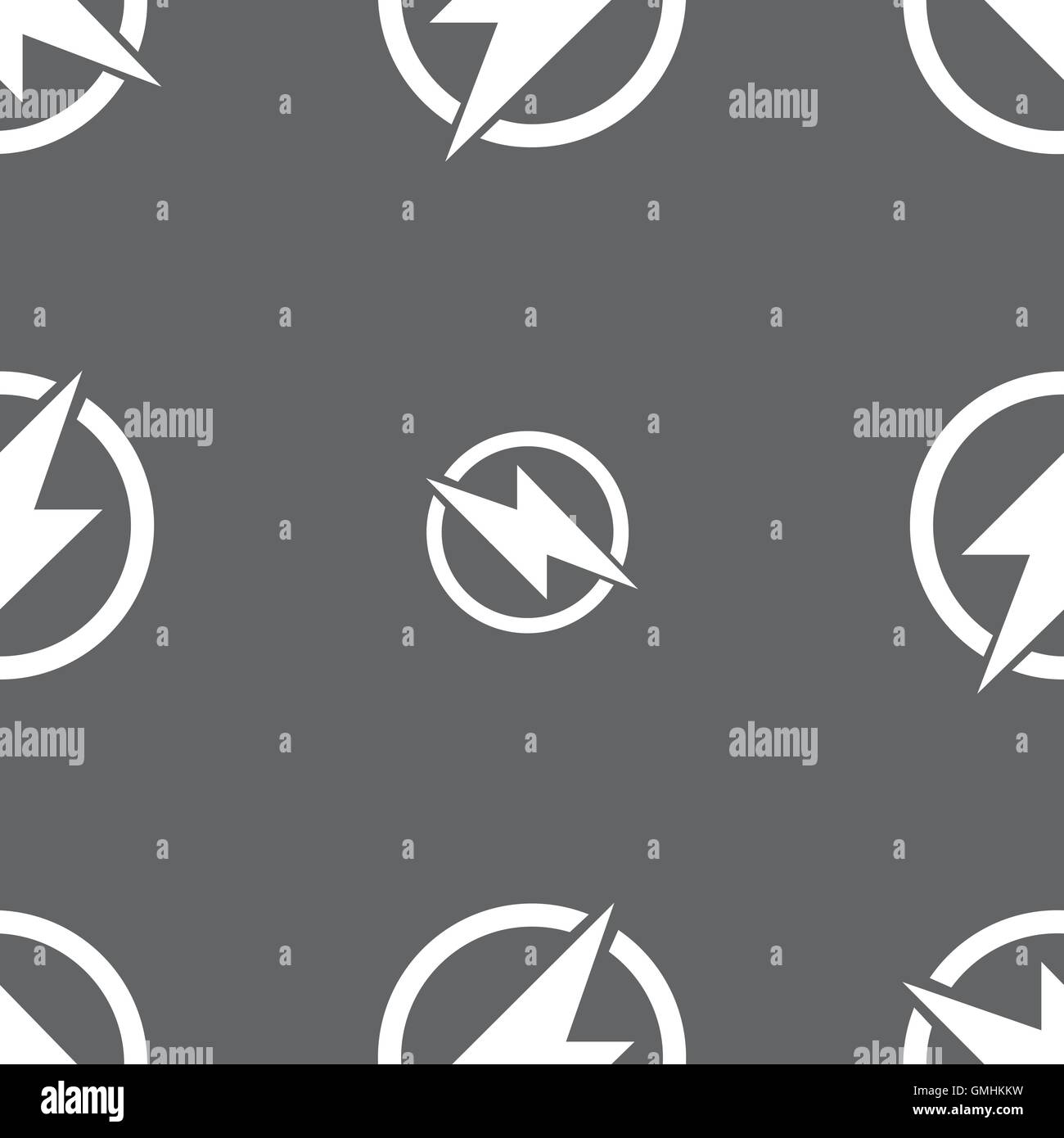 Photo flash sign icon. Lightning symbol. Seamless pattern on a gray ...