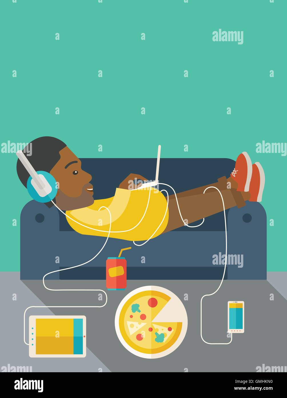 Cartoon illustration man lying on hi-res stock photography and images ...