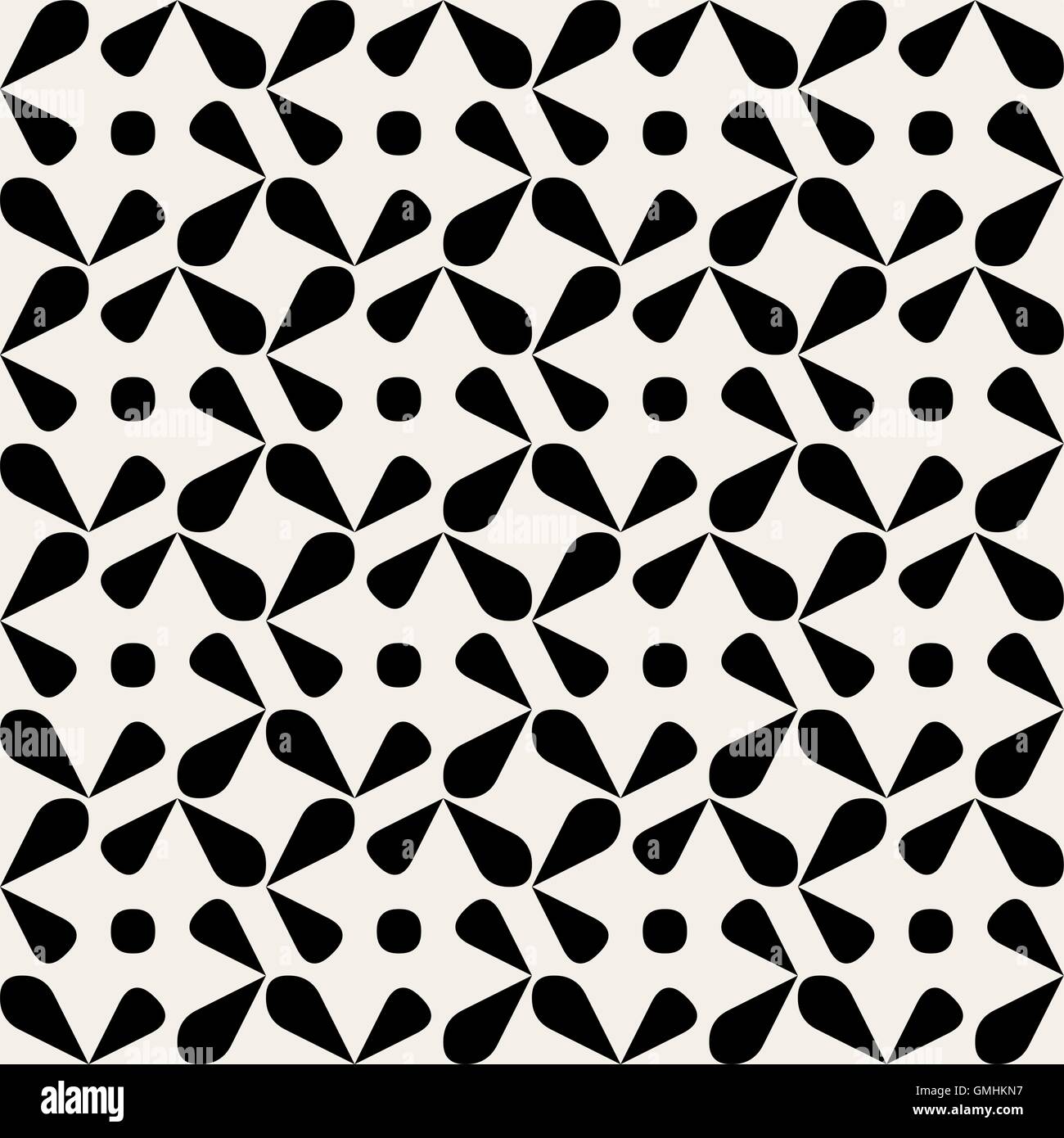 Vector Seamless Black And White Rounded Drop Shape Circle Geometric ...