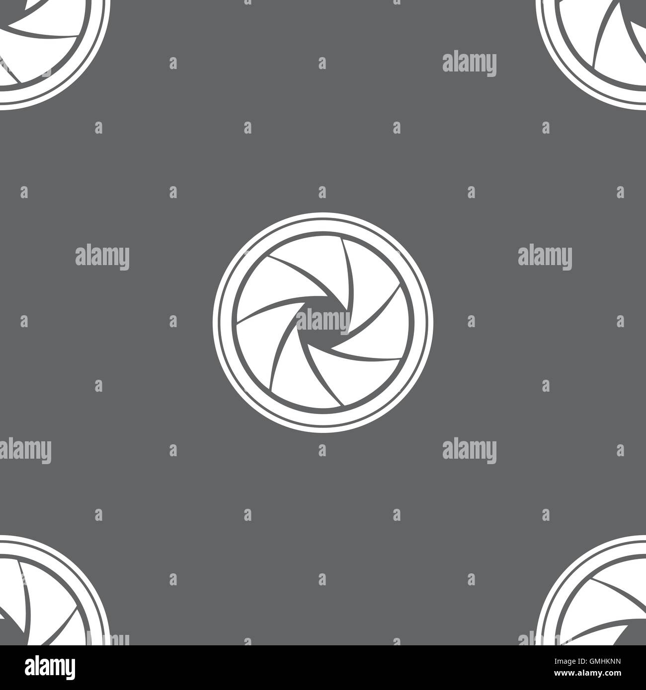diaphragm icon. Aperture sign. Seamless pattern on a gray background ...