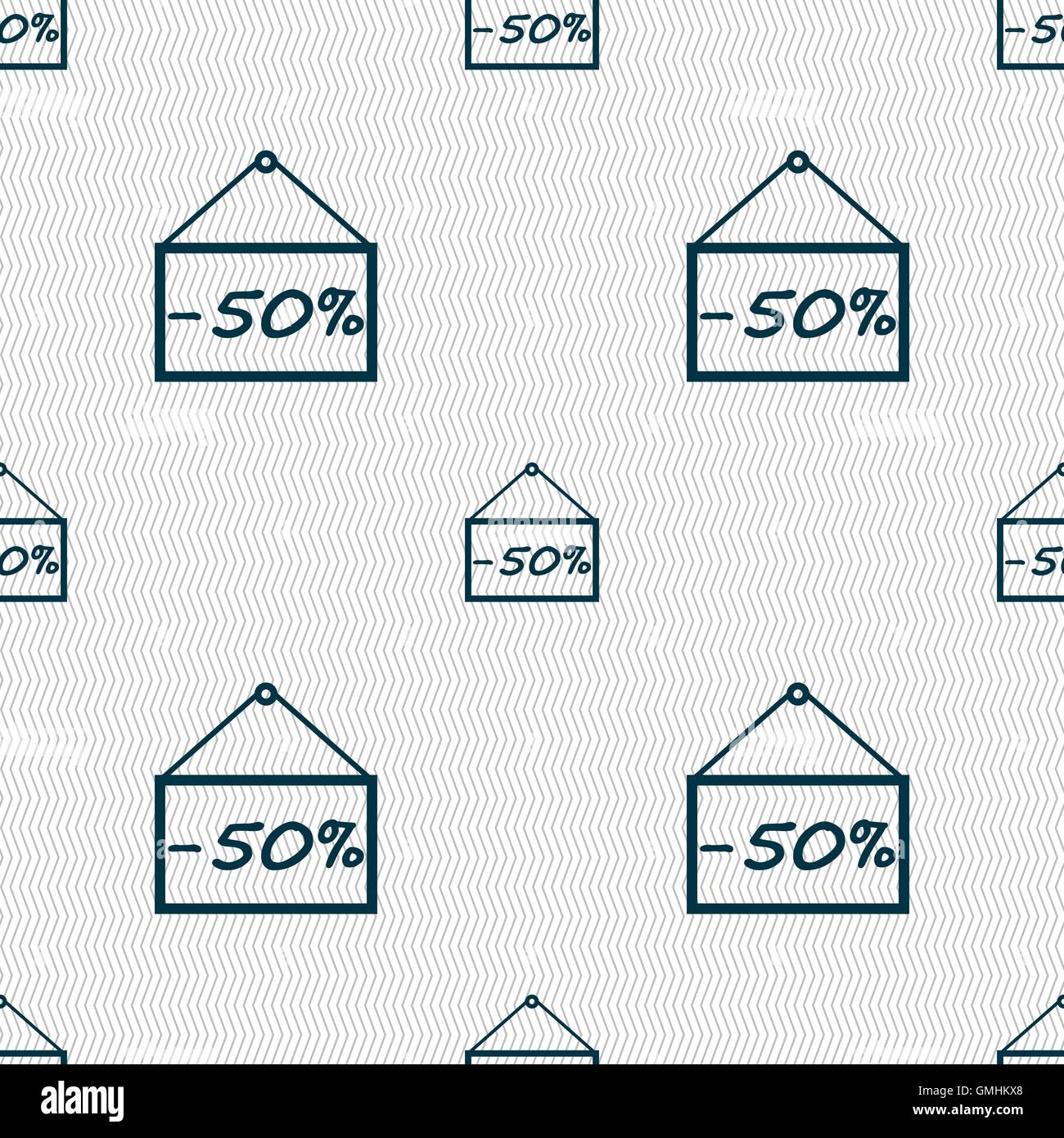 50 discount icon sign. Seamless abstract background with geometric ...