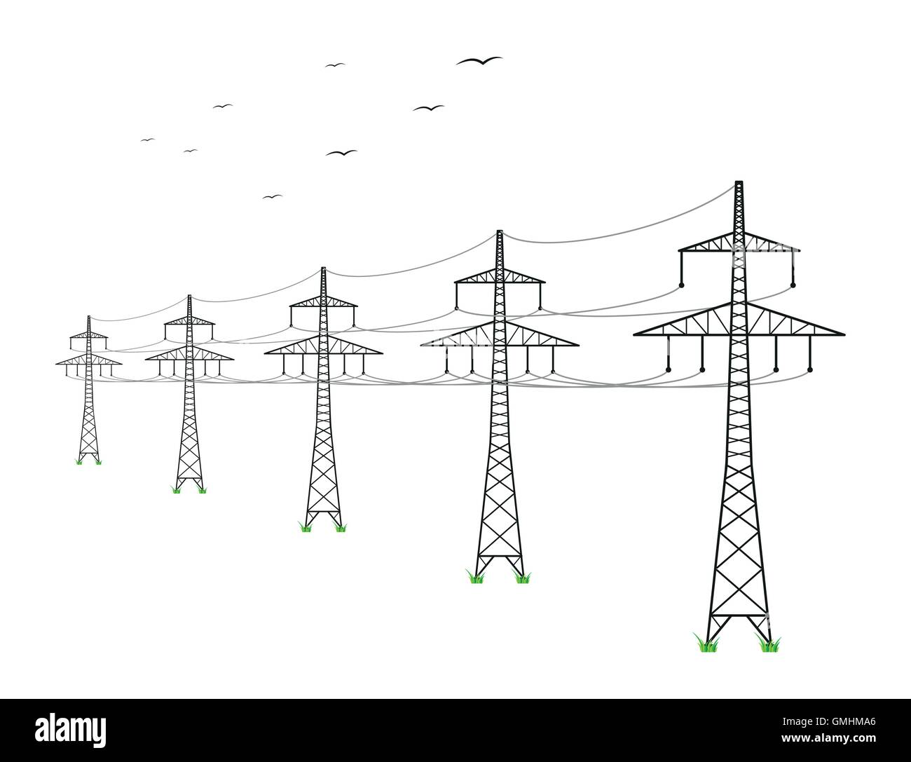 high voltage power lines Stock Vector Image & Art - Alamy