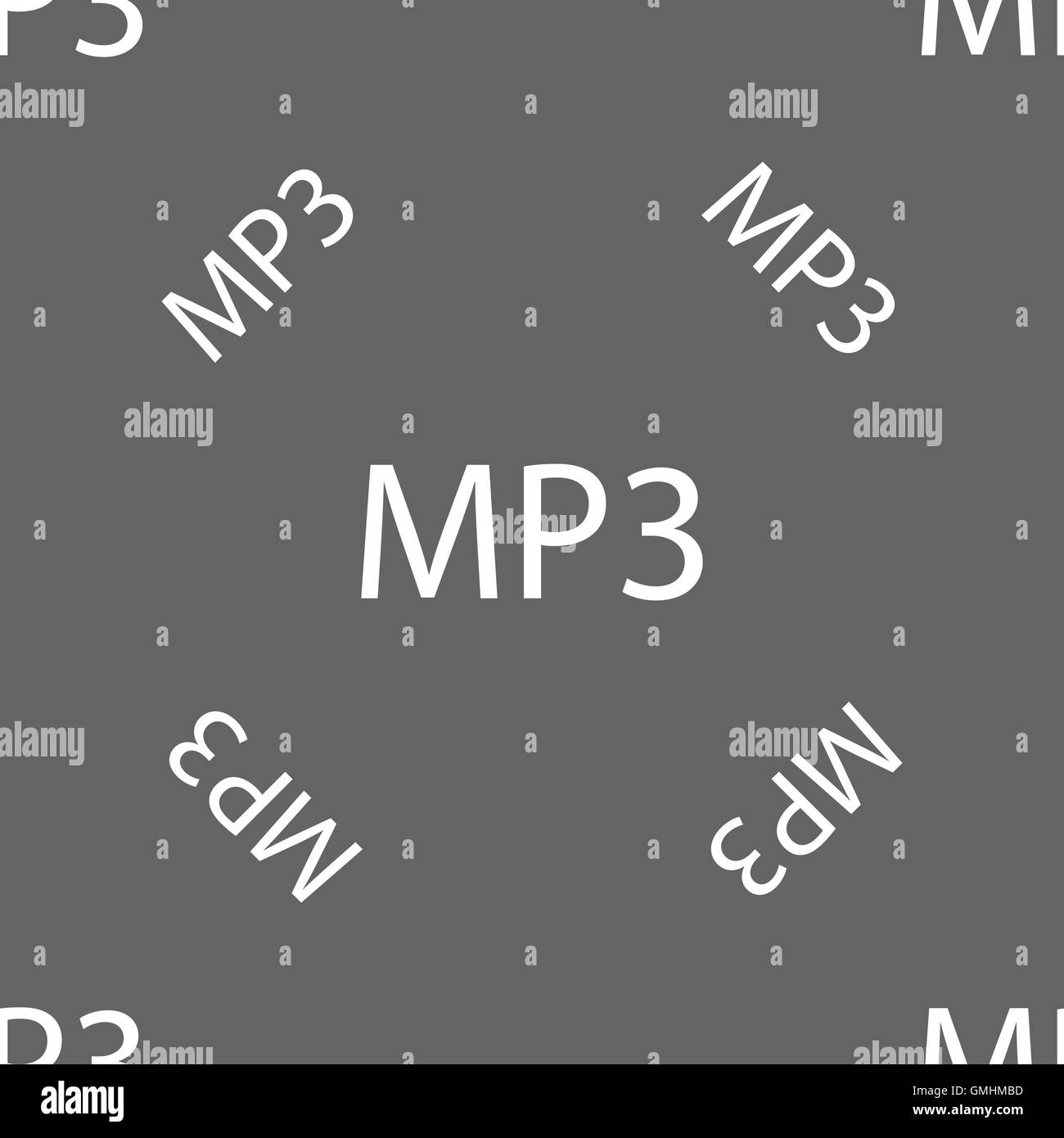 Mp3 music format sign icon. Musical symbol. Seamless pattern on a gray ...