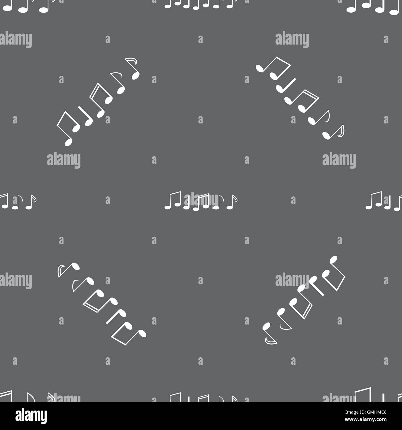 Music note sign icon. Musical symbol. Seamless pattern on a gray ...