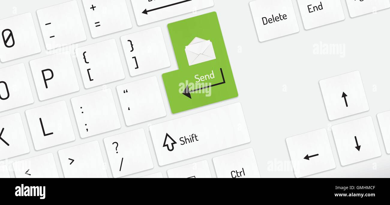 white keyboard with send key and envelope Stock Vector Image & Art - Alamy