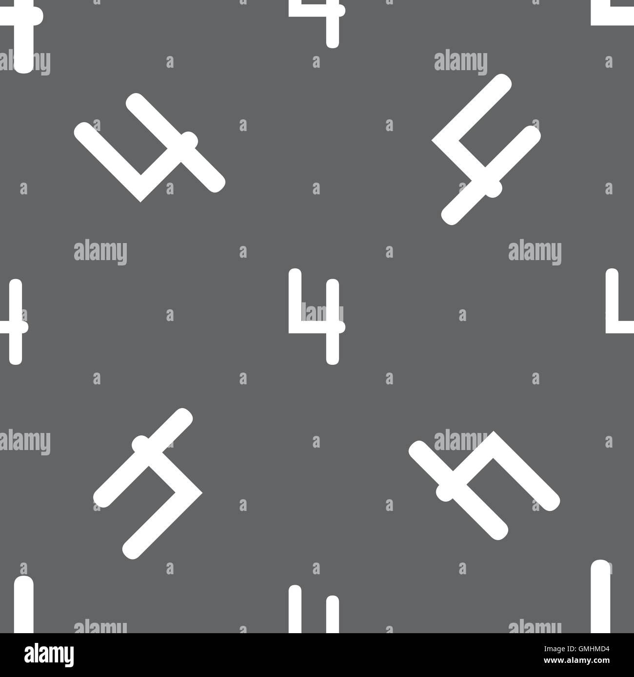 number four icon sign. Seamless pattern on a gray background. Vector ...