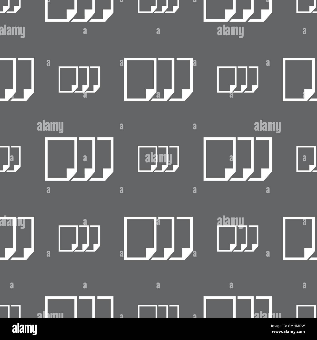 Copy file sign icon. Duplicate document symbol. Seamless pattern on a gray background. Vector ...