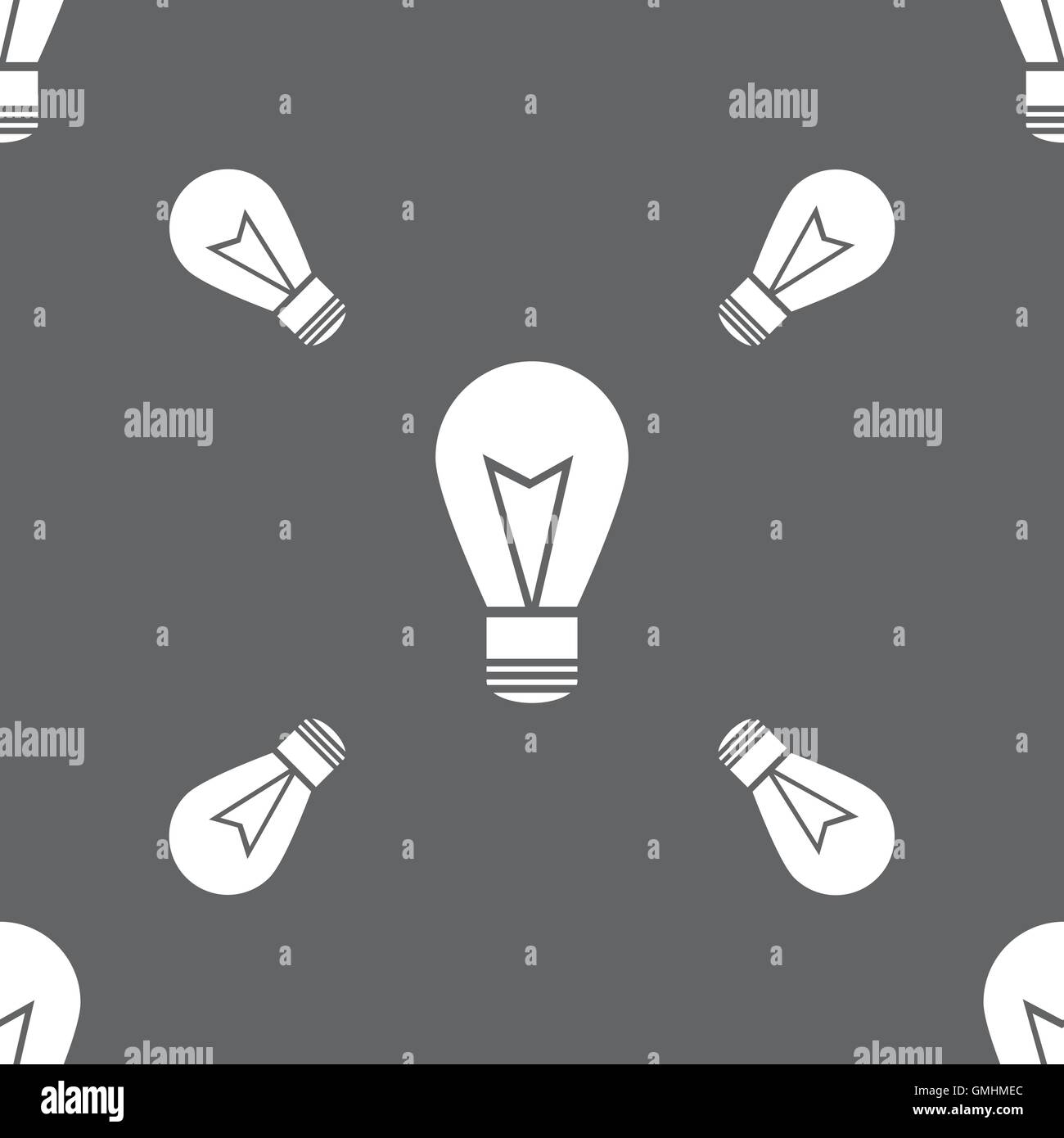 Light lamp sign icon. Idea symbol. Lightis on. Seamless pattern on a gray background. Vector ...