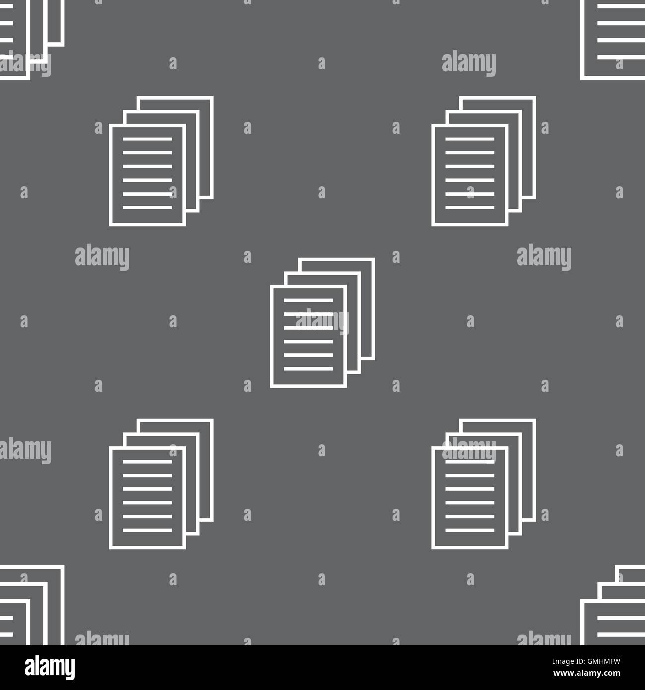 Copy file sign icon. Duplicate document symbol. Seamless pattern on a gray background. Vector ...