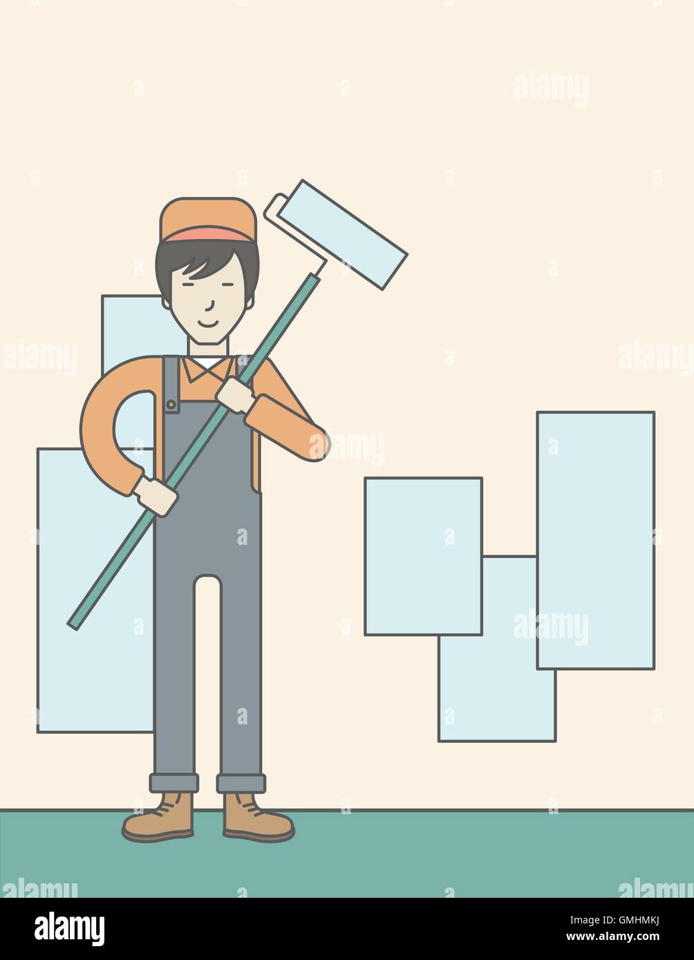 Asian cleaner worker outdoor Stock Vector Images - Alamy