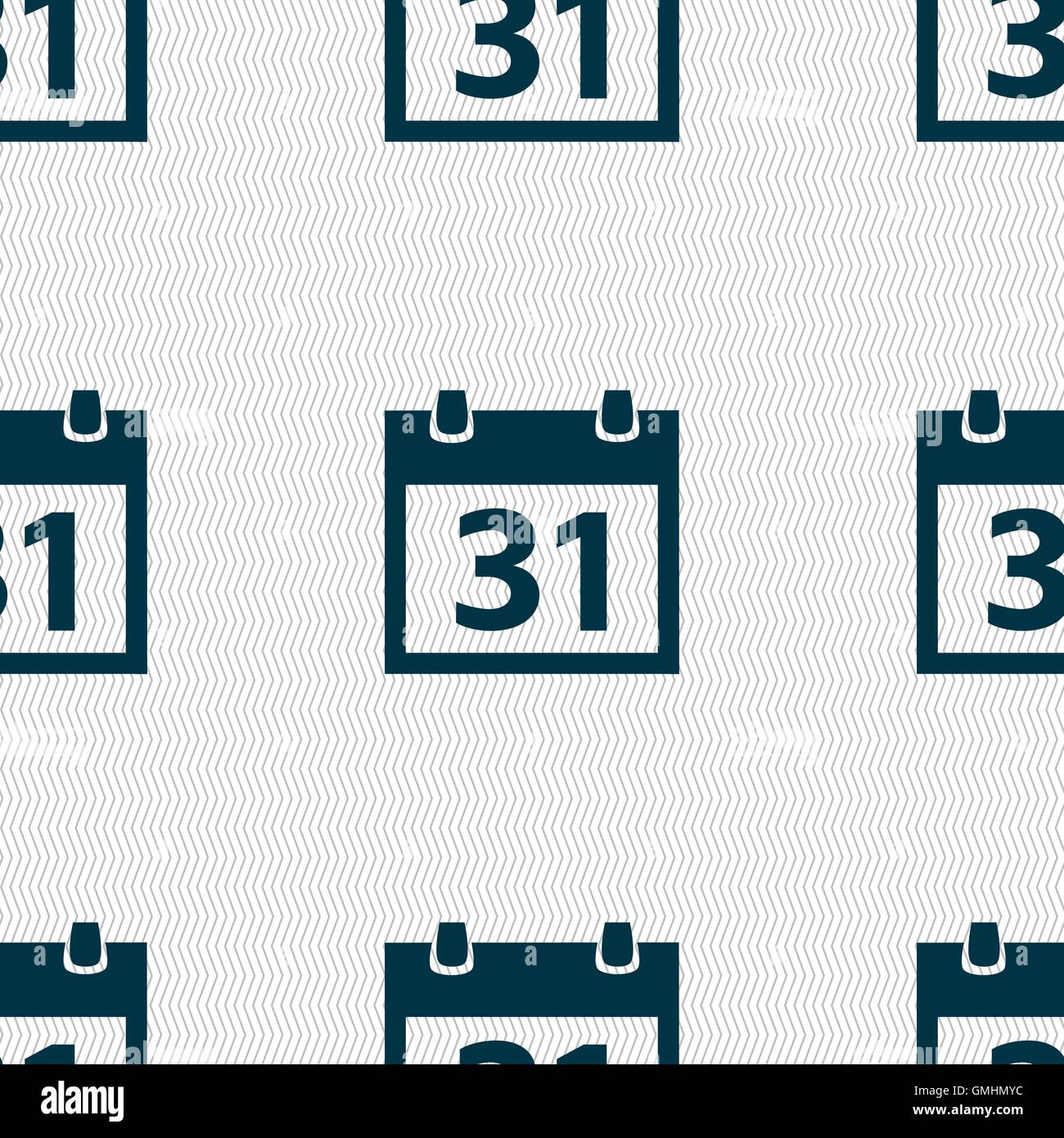 Calendar sign icon. 31 day month symbol. Date button. Seamless abstract ...
