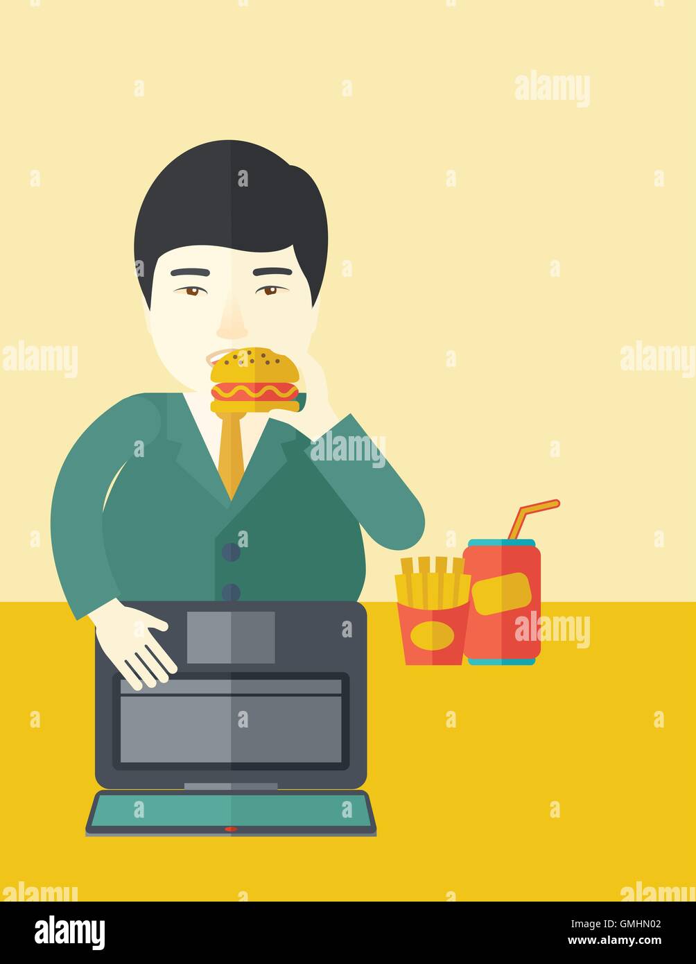 Cartoon man eating burger hi-res stock photography and images - Alamy