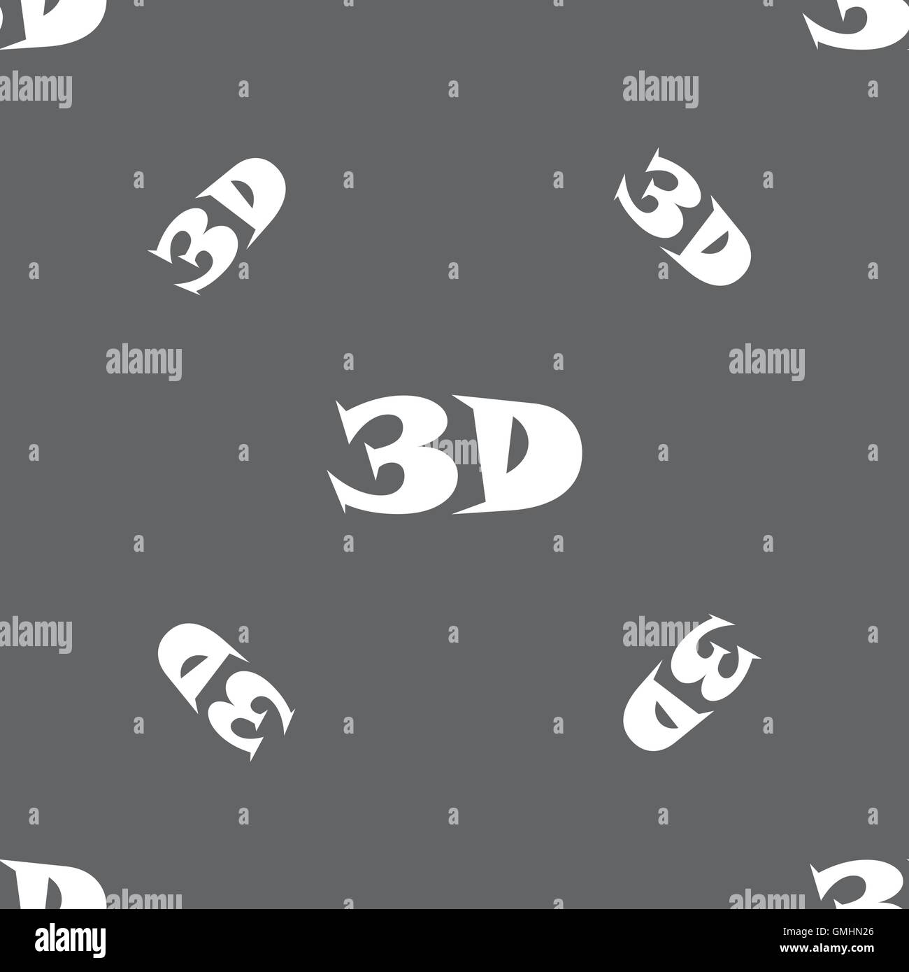 3D sign icon. 3D-New technology symbol. Seamless pattern on a gray ...