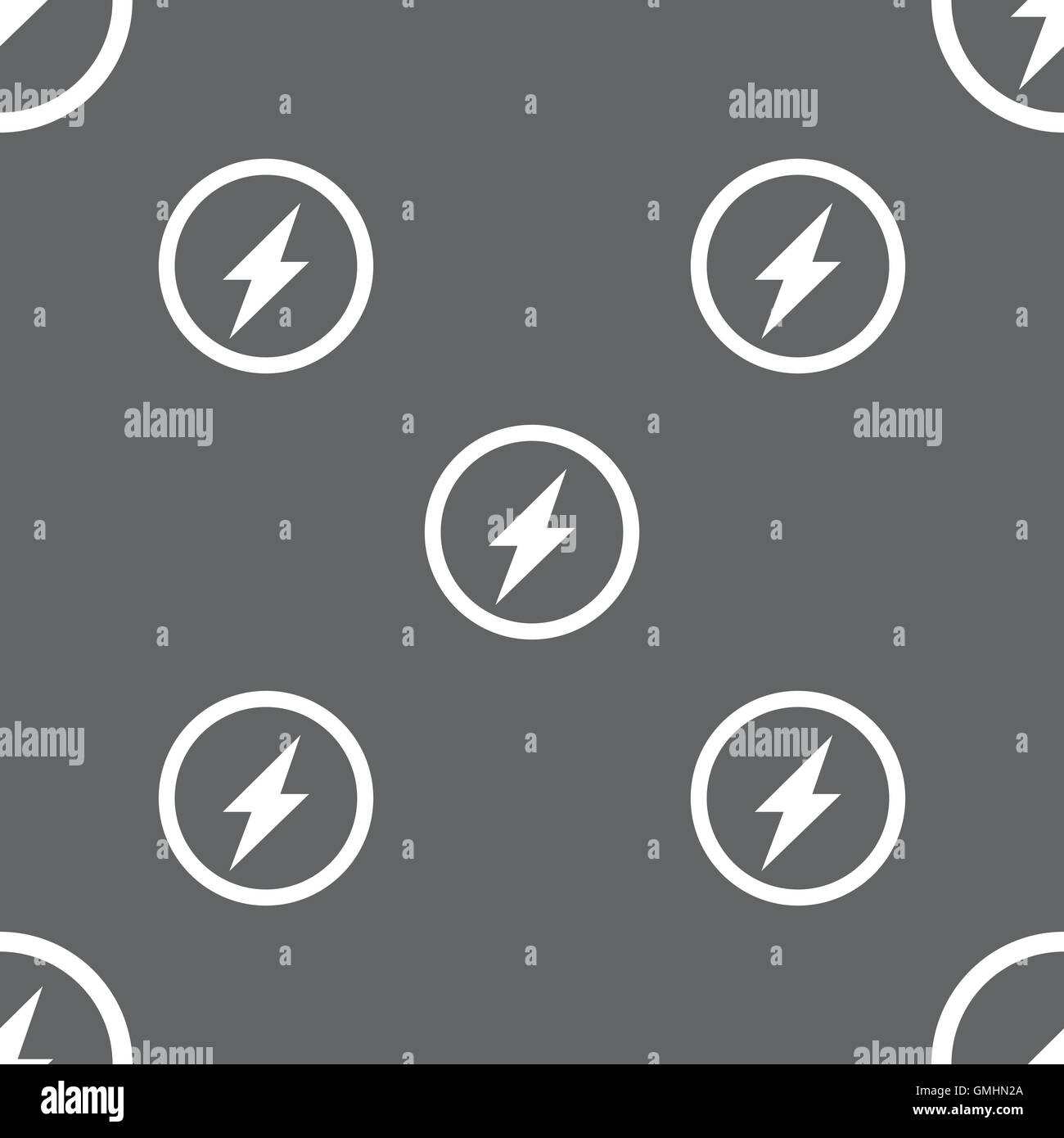 Photo flash sign icon. Lightning symbol. Seamless pattern on a gray ...