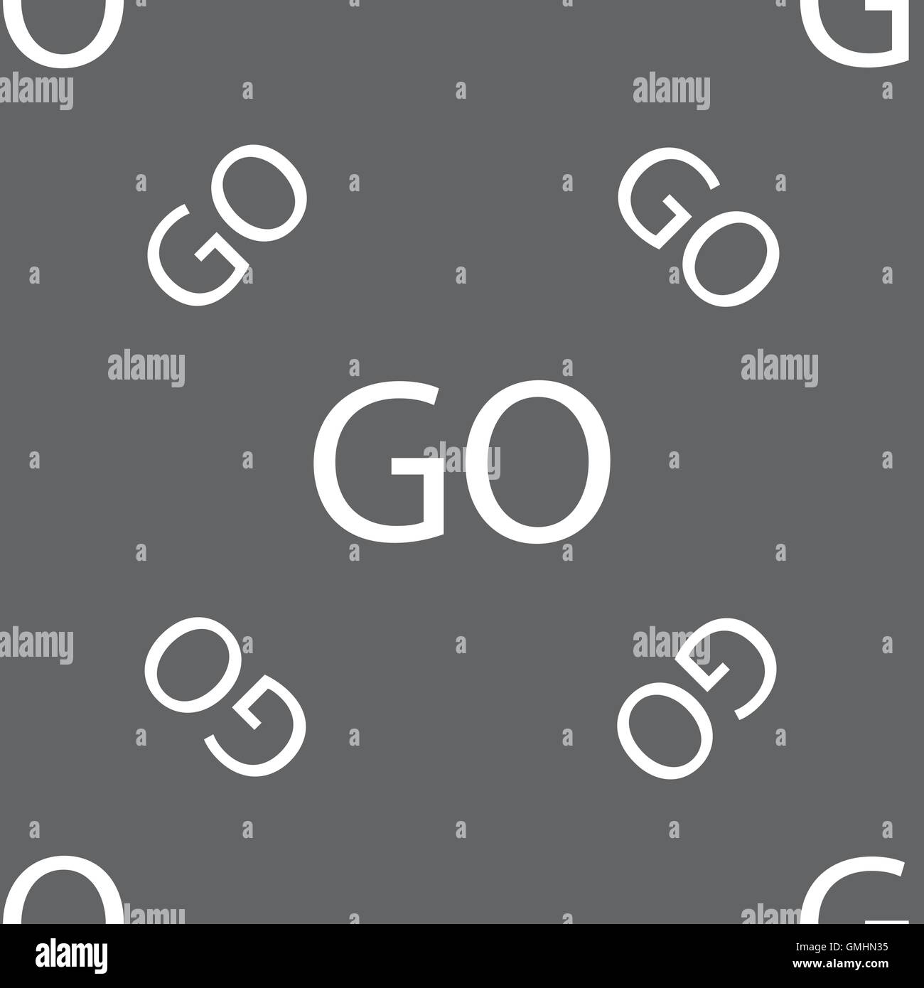 GO sign icon. Seamless pattern on a gray background. Vector Stock ...