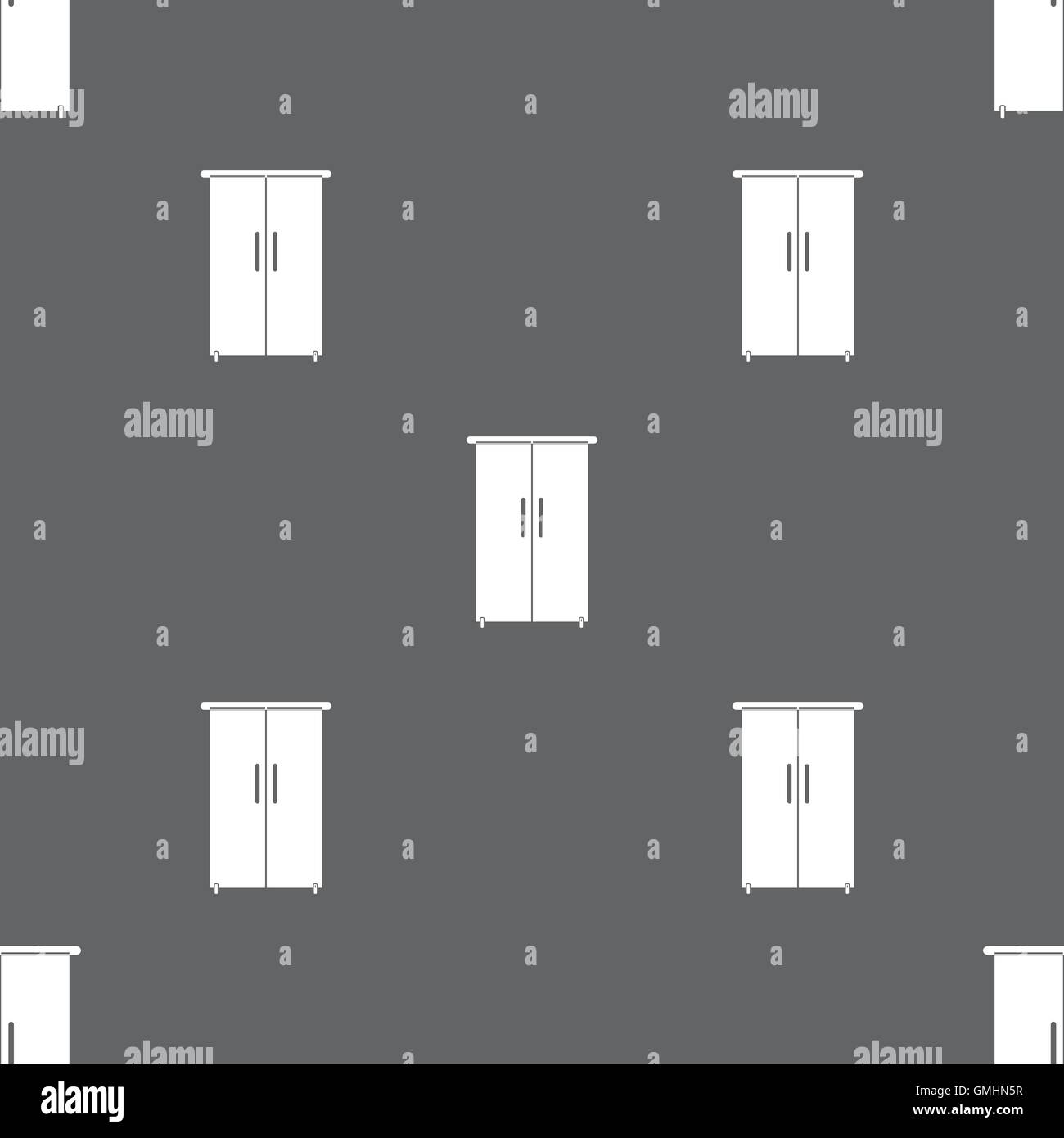 Cupboard icon sign. Seamless pattern on a gray background. Vector Stock ...
