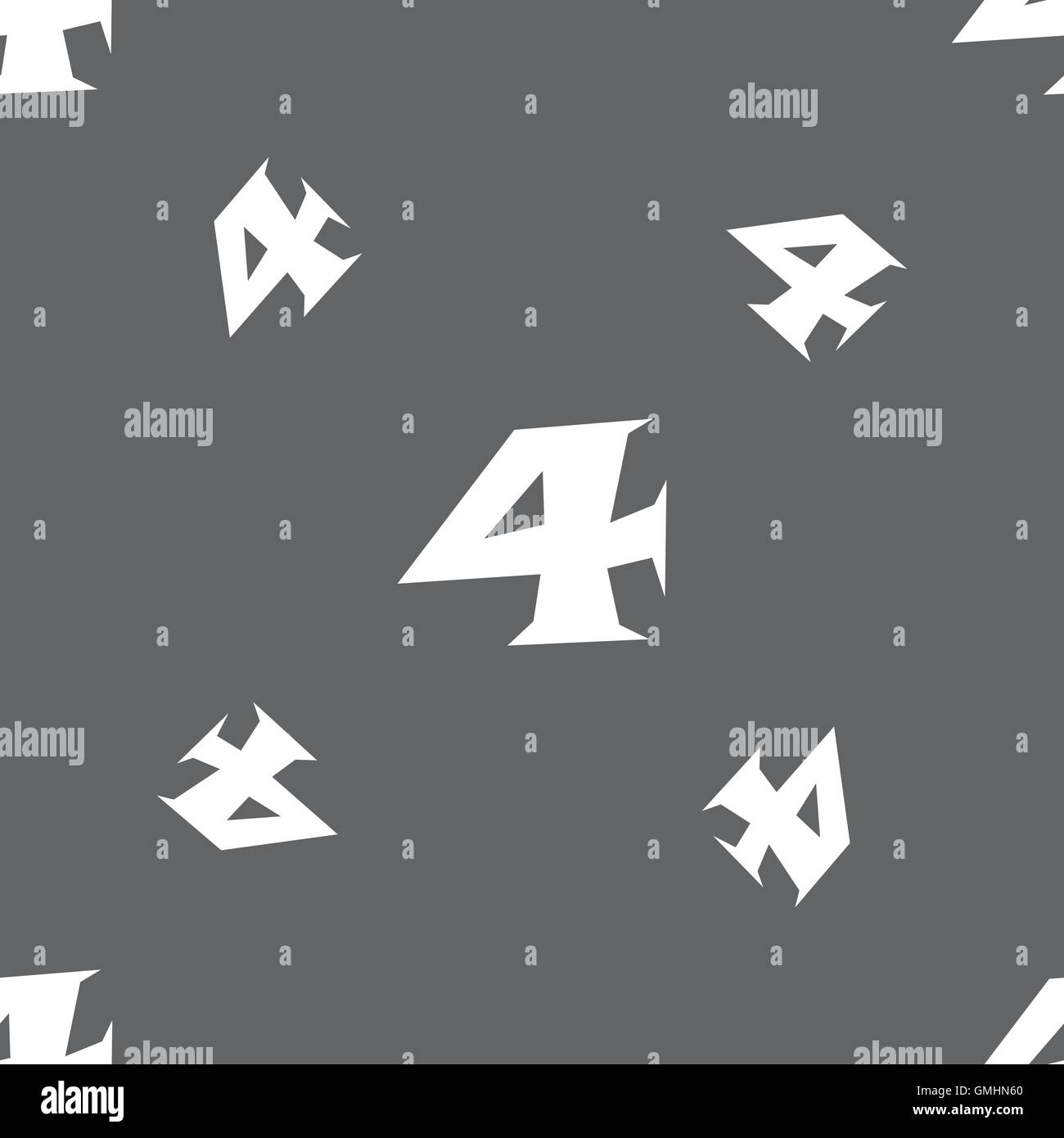 number four icon sign. Seamless pattern on a gray background. Vector ...